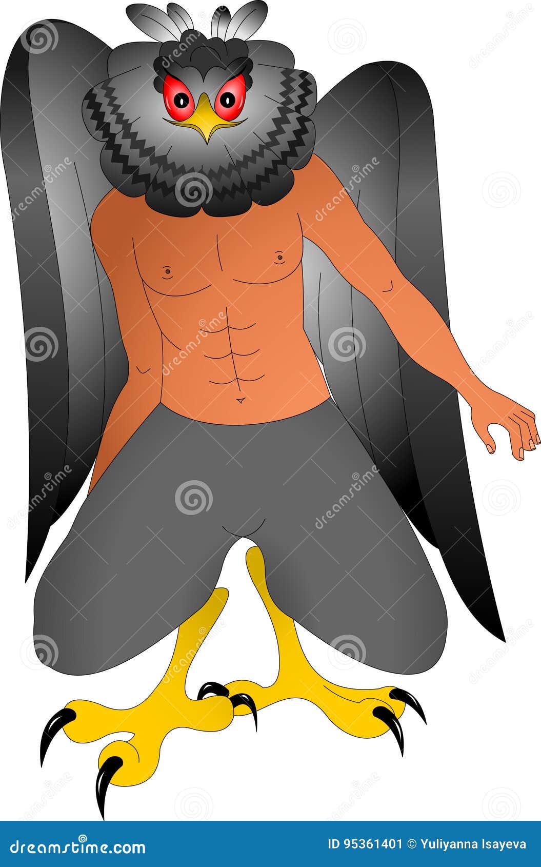 Harpy stock vector. Illustration of beak, black, predator - 95361401