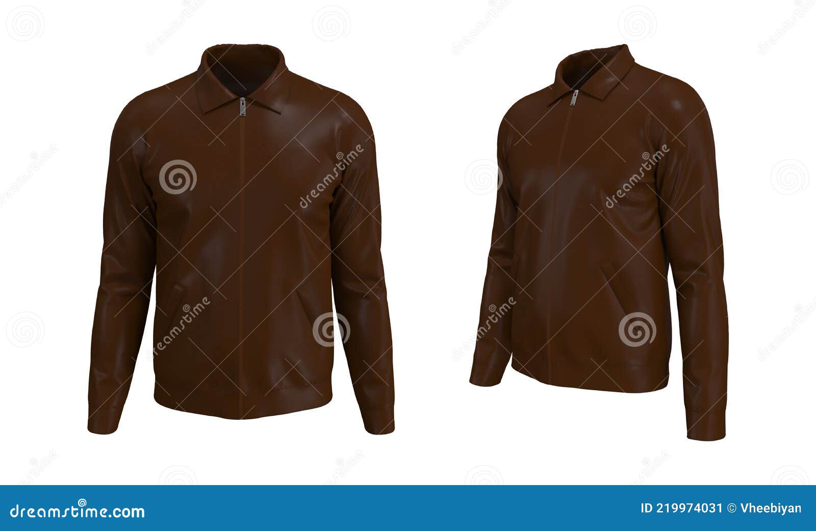 Harrington Leather Jacket Mockup Front and Side Views Stock ...