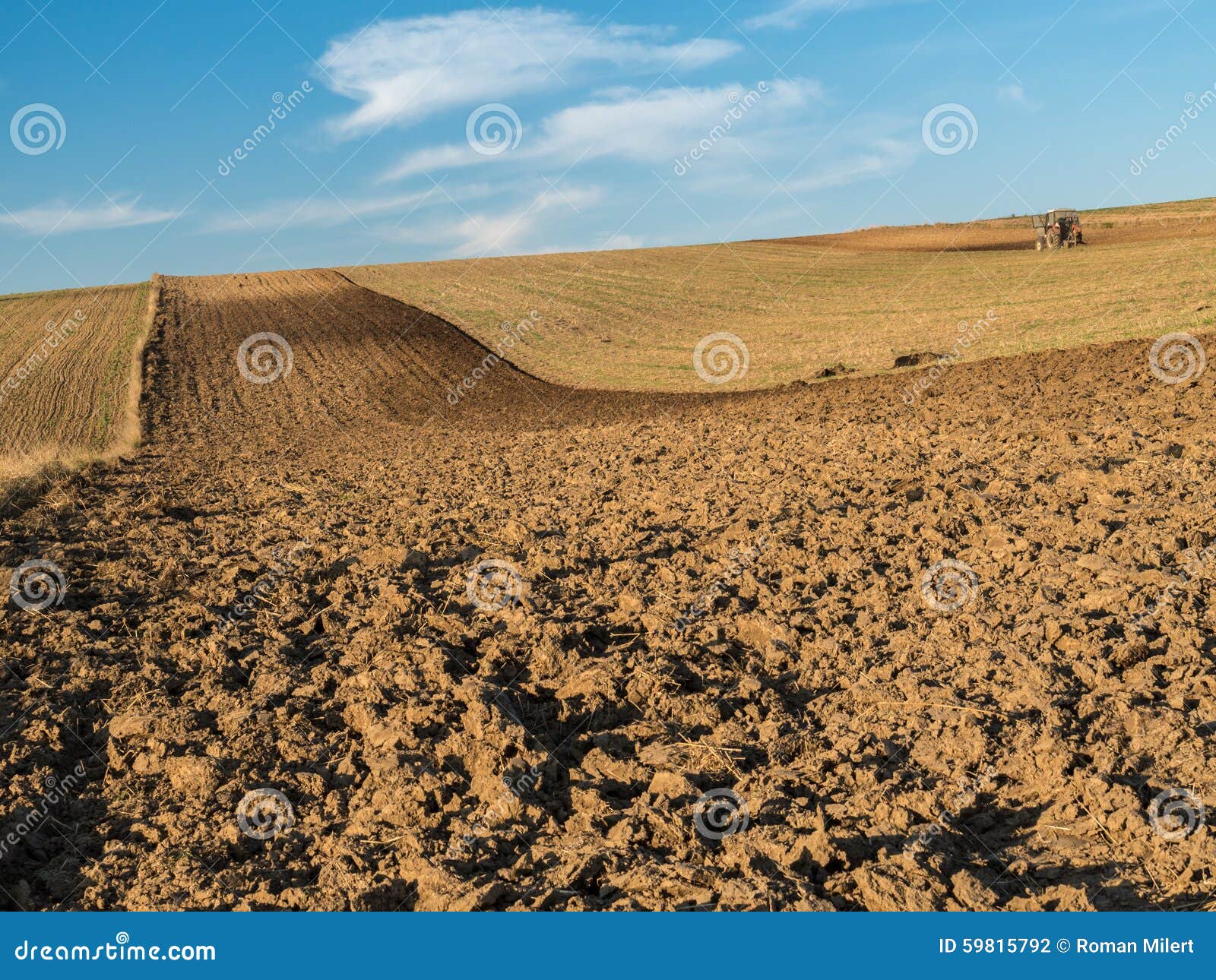 Harrowing stock photo. Image of agronomy, machine, autumn - 59815792