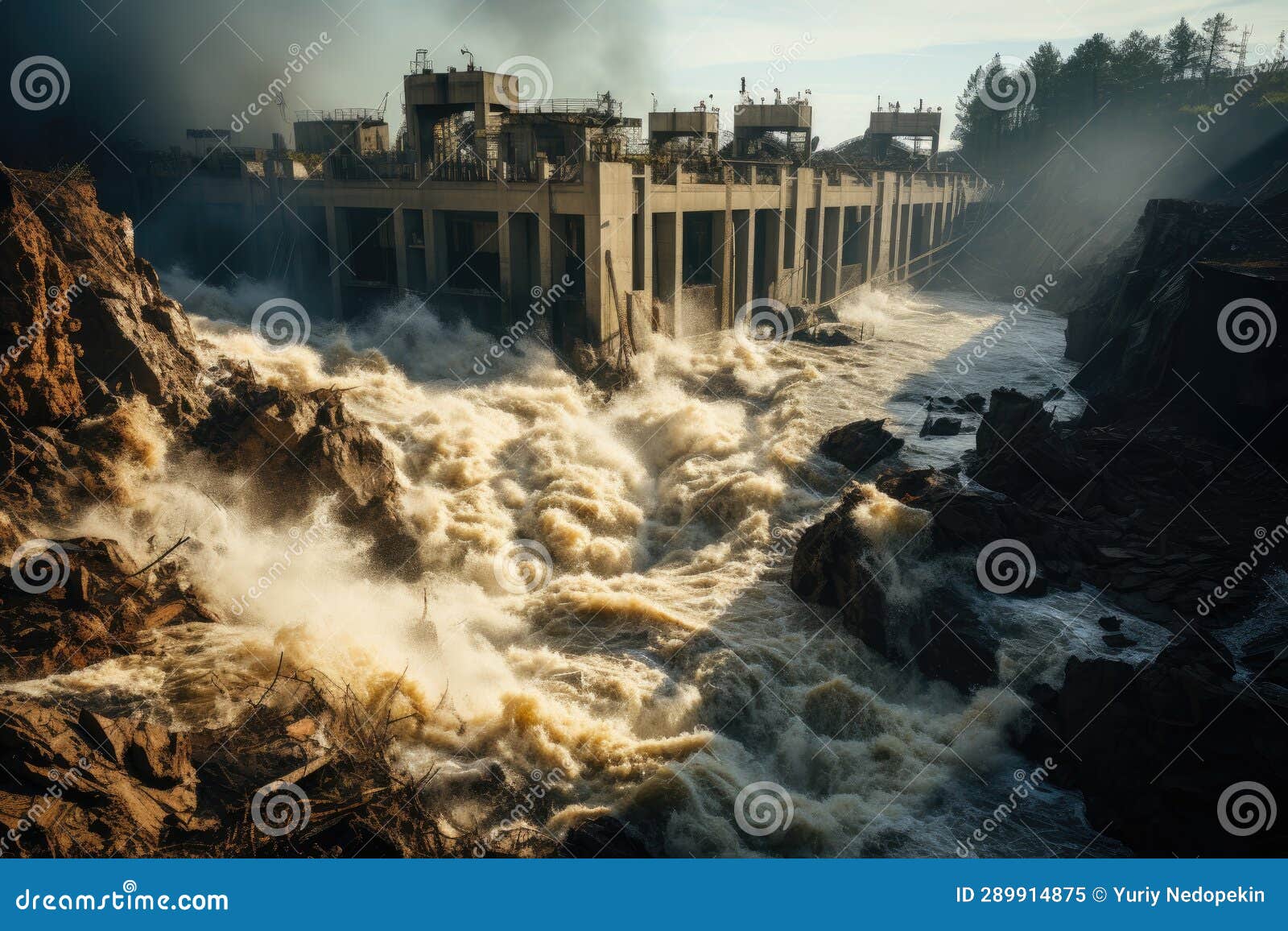 Harrowing Scenes of Large River Floods and Devastating Floods. Stock ...