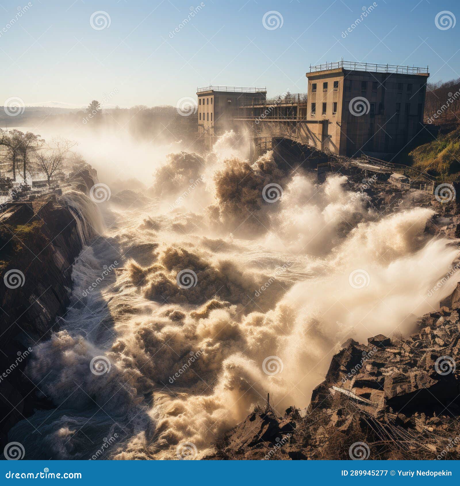 Harrowing Scenes of Large River Floods and Devastating Floods. Stock ...