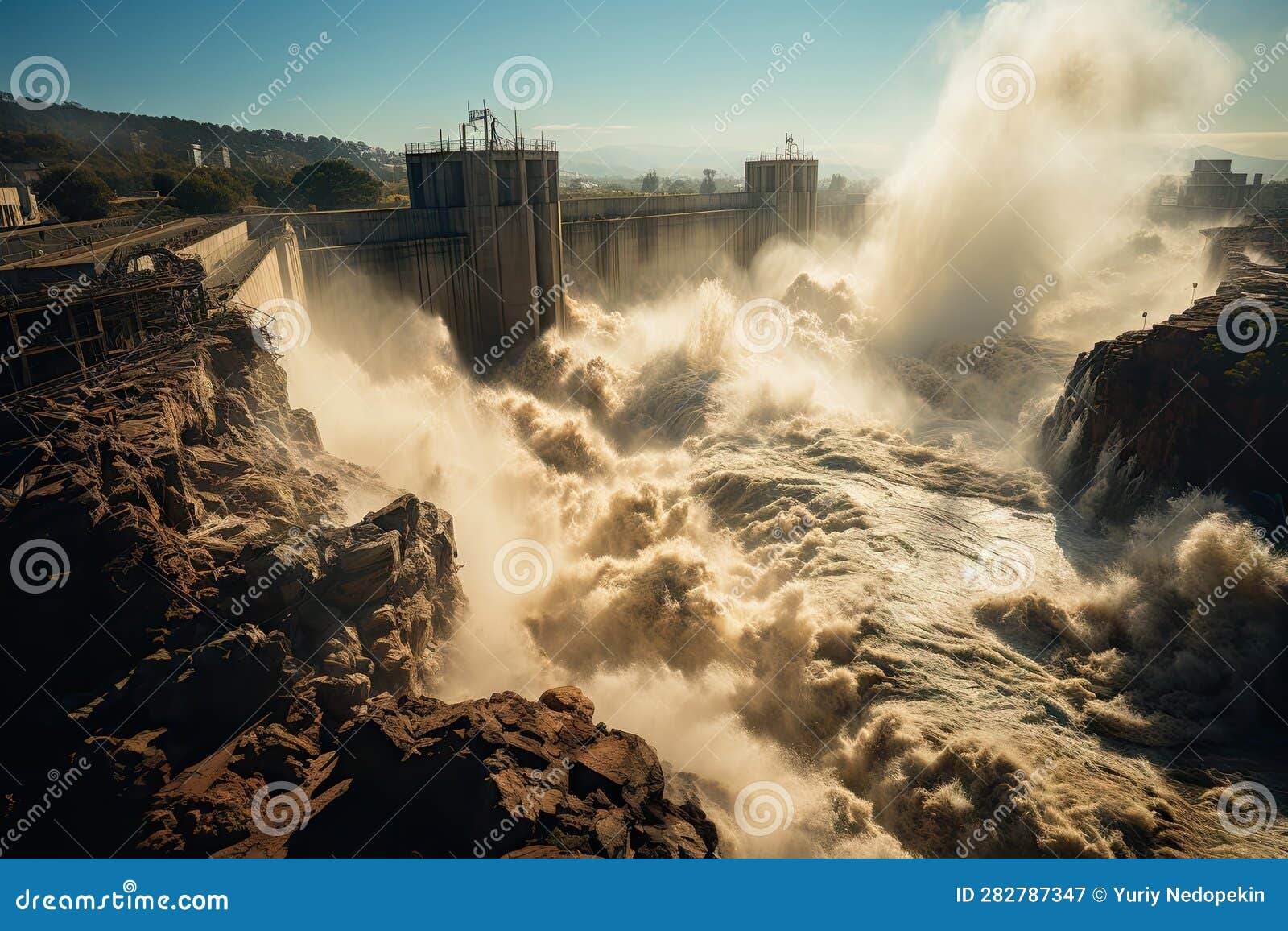 Harrowing Scenes of Large River Floods and Devastating Floods. Stock ...