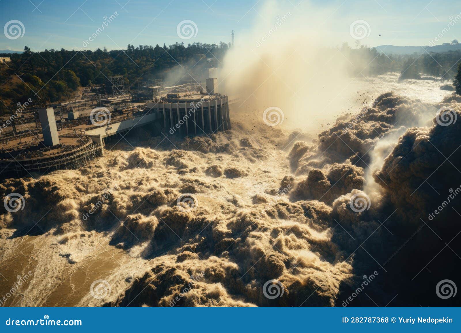 Harrowing Scenes of Large River Floods and Devastating Floods. Stock ...