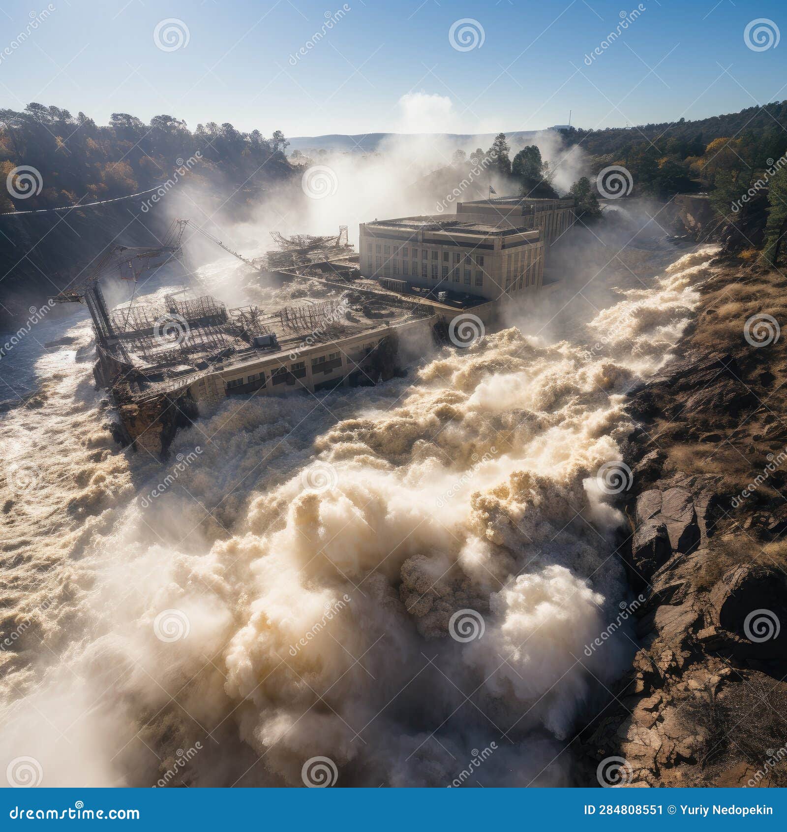 Harrowing Scenes of Large River Floods and Devastating Floods. Stock ...