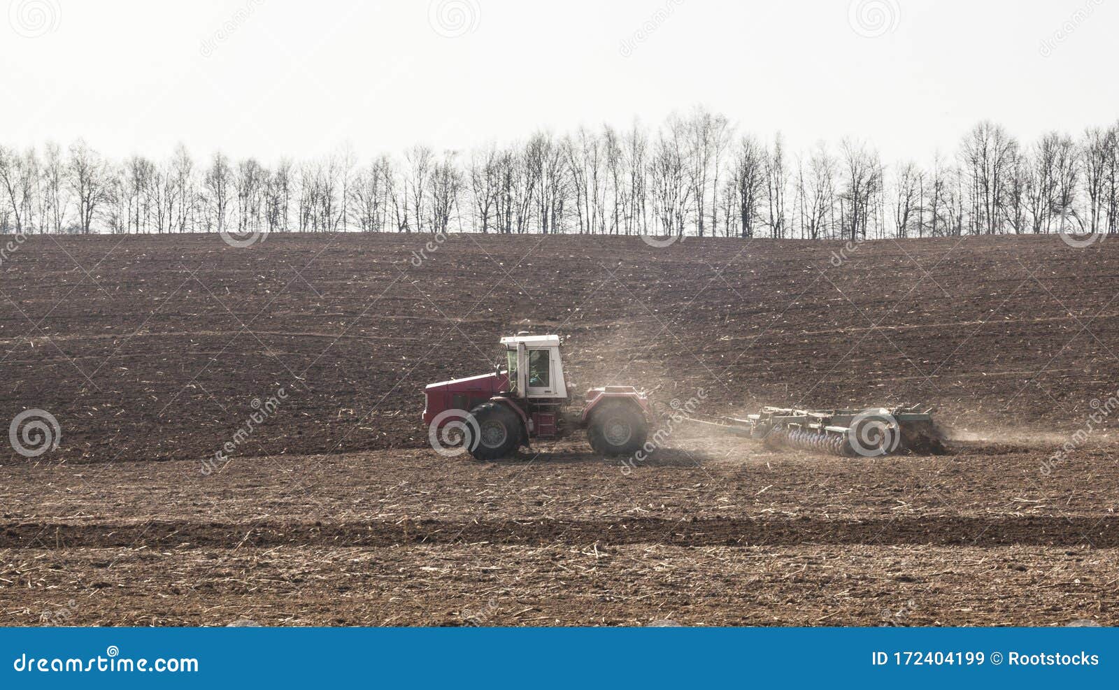 Harrowing the Soil with Disc Harrows Stock Image - Image of growing ...