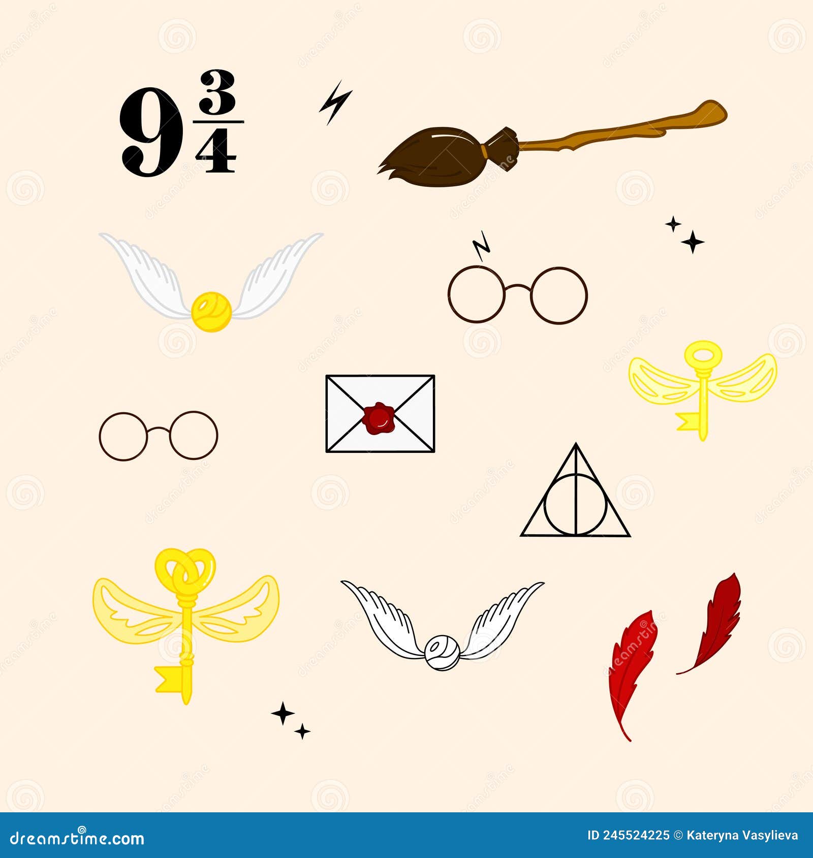 Set of Magic Items in Flat Cartoon Style Vector Illustration Stock ...