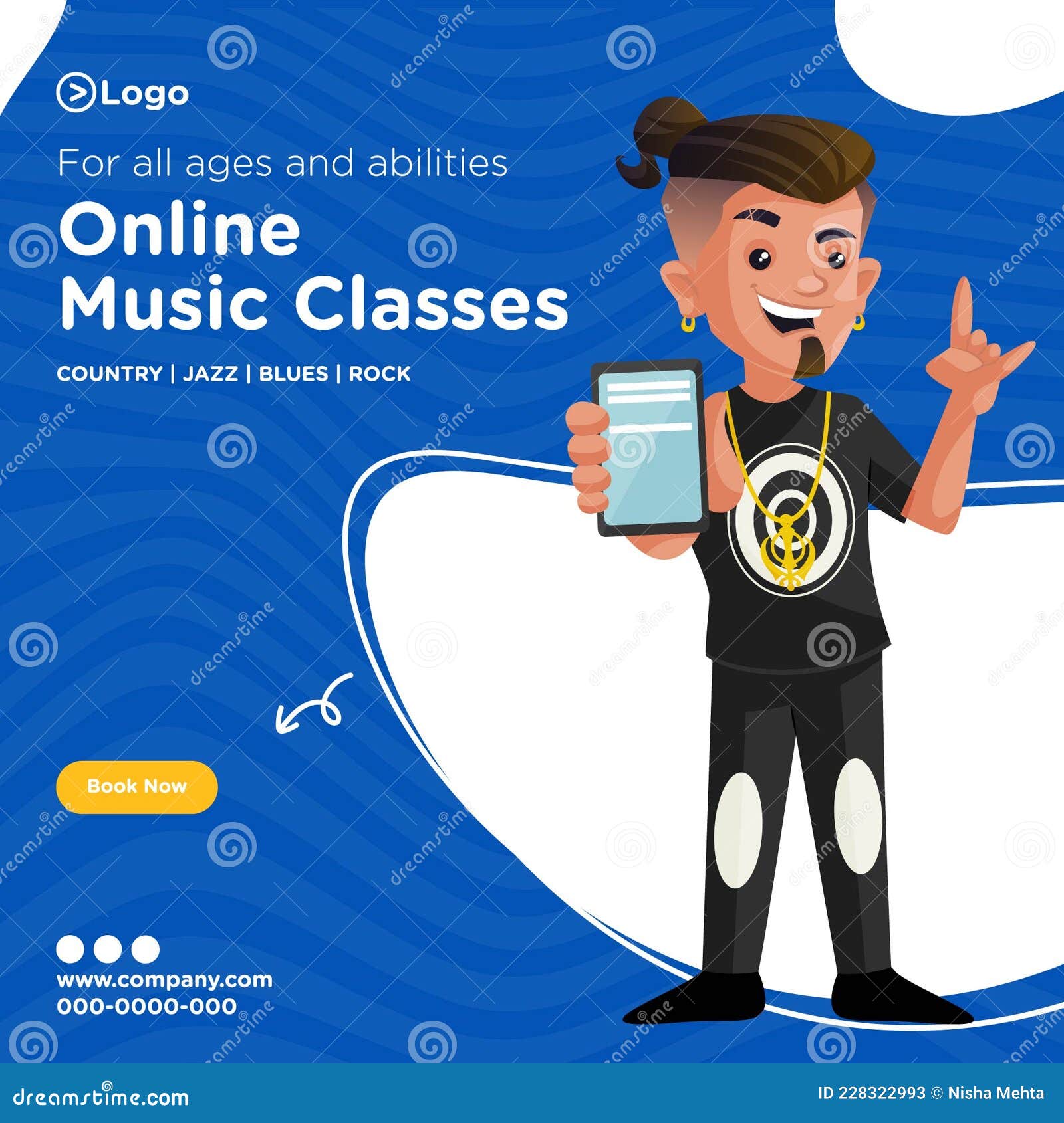 Banner Design of Singer Online Music Classes Stock Vector ...