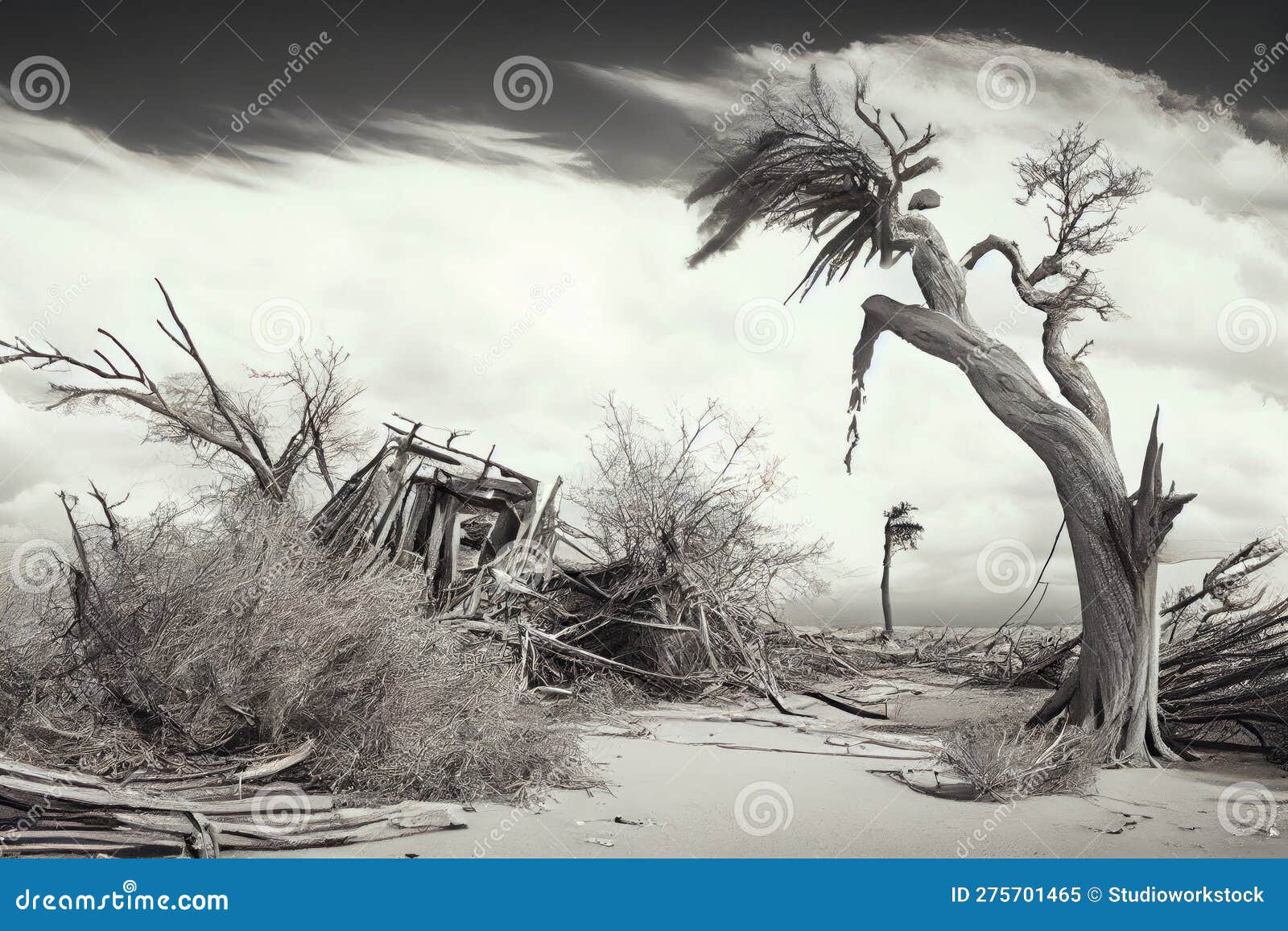 Harsh Landscape of Trees Destroyed by High Wind during Aftermath ...