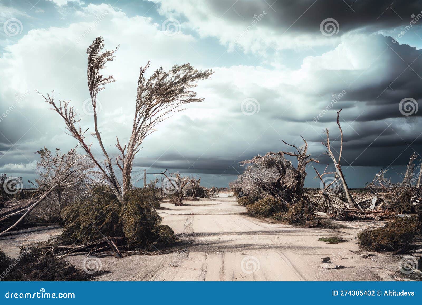 Harsh Landscape of Trees Destroyed by High Wind during Aftermath ...
