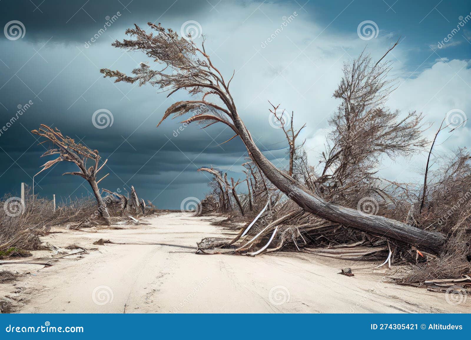 Harsh Landscape of Trees Destroyed by High Wind during Aftermath ...