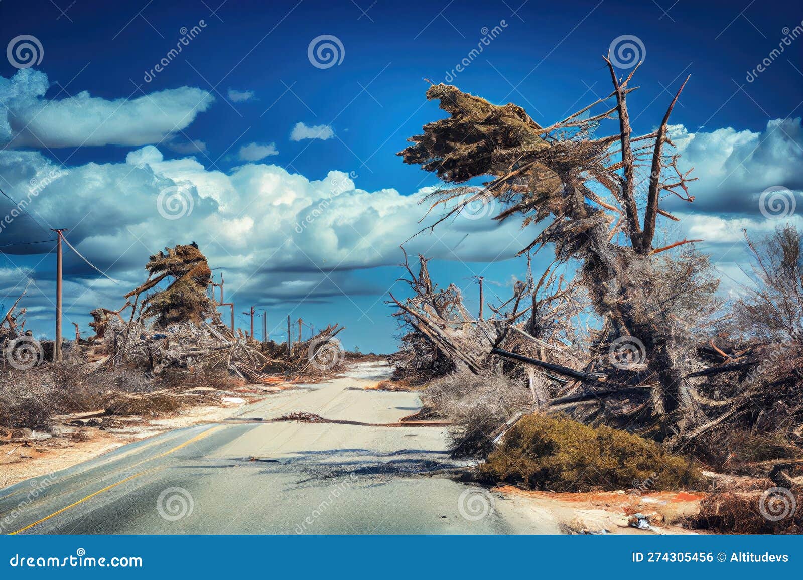 Harsh Landscape of Trees Destroyed by High Wind during Aftermath ...