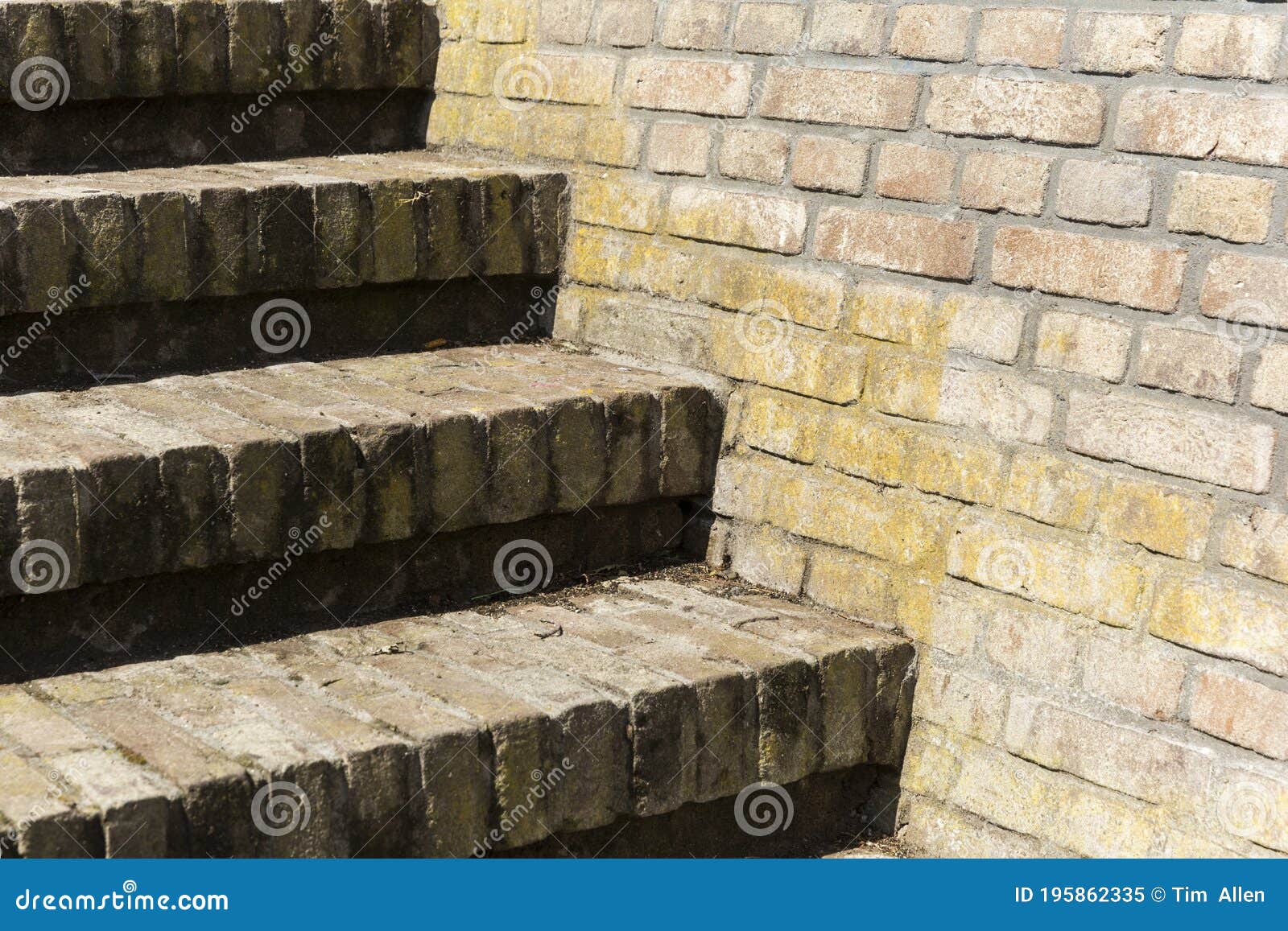 Harsh Lighting on Brick Staircase Stock Image - Image of barrier, soil ...