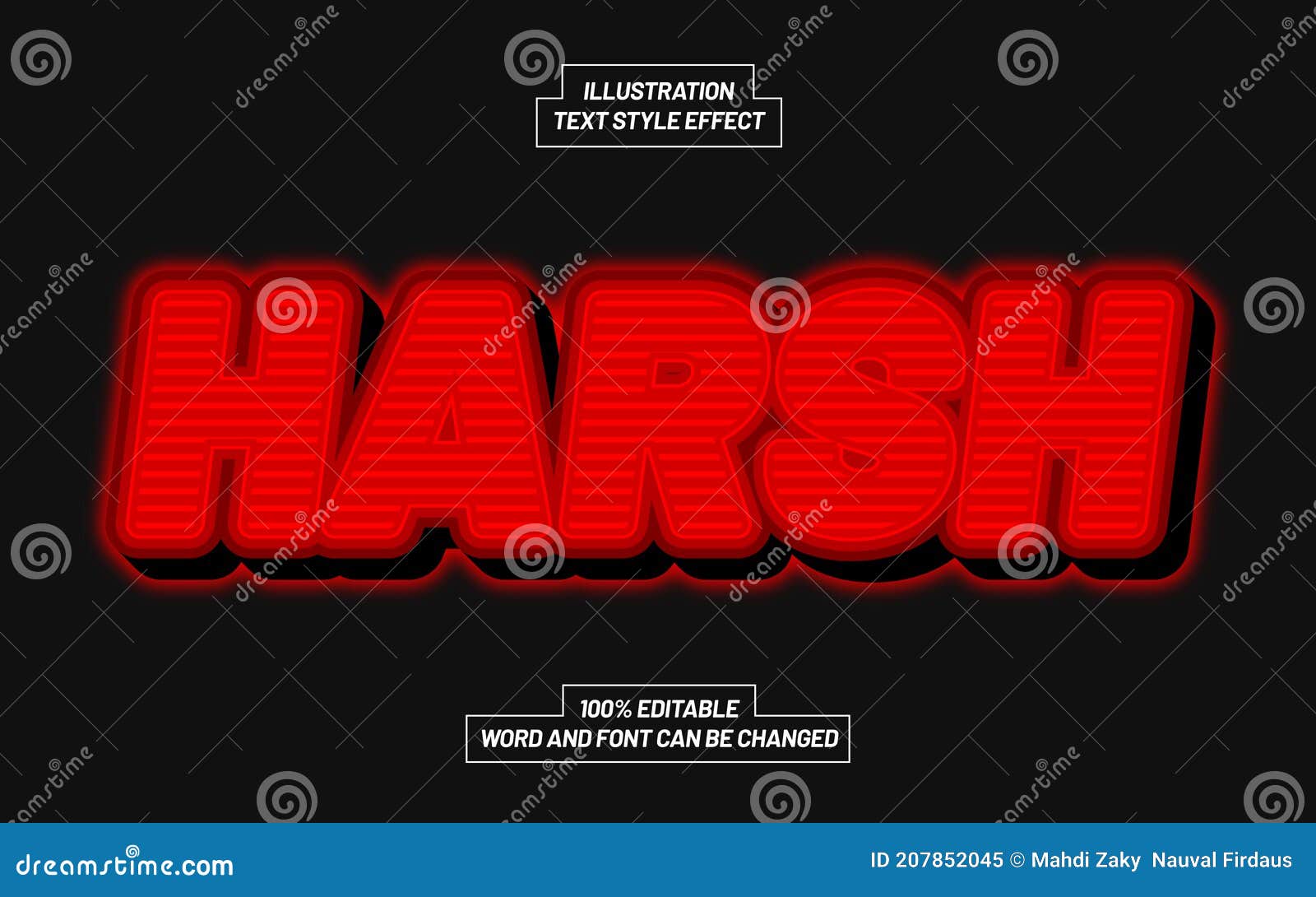 Harsh Red Text Style Effect Stock Vector - Illustration of gradient ...