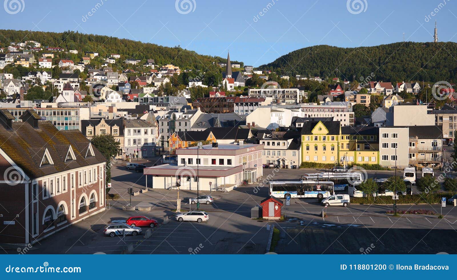 Harstad city centre stock photo. Image of small, view - 118801200