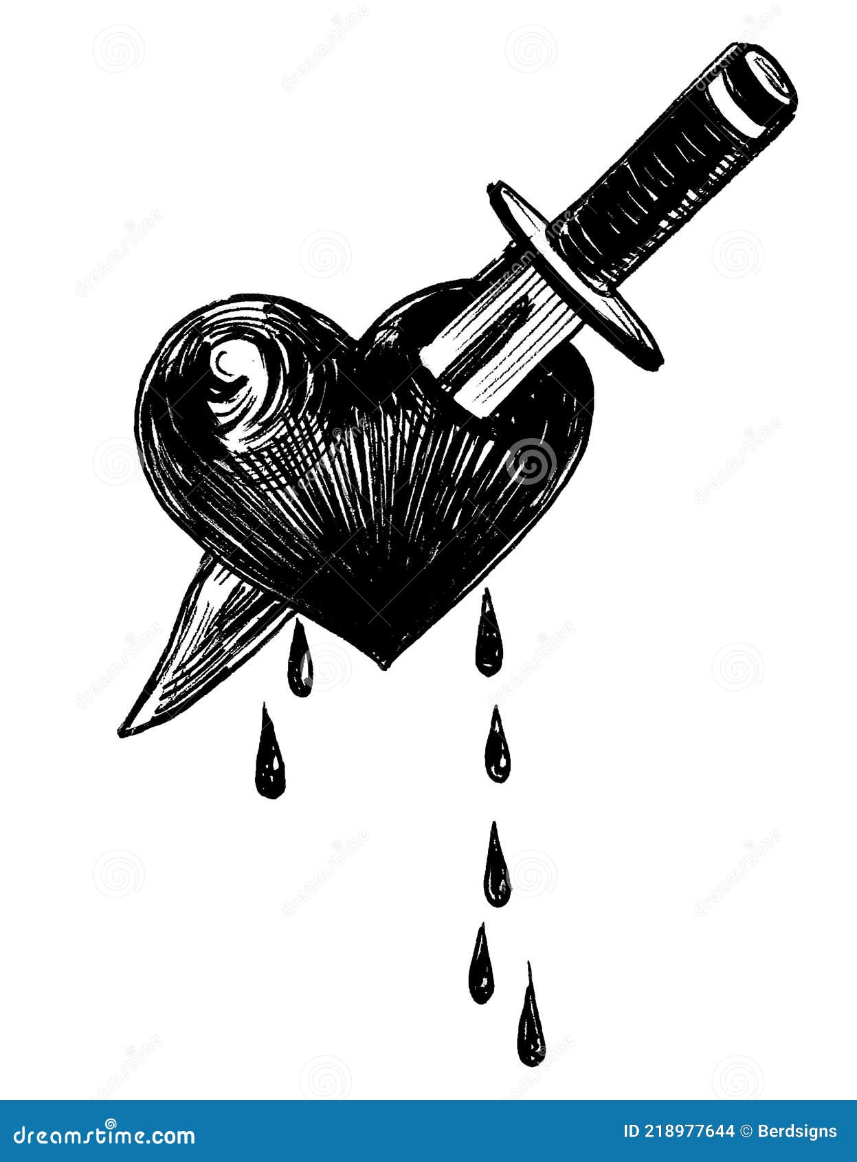 Hart en mes stock illustratie. Illustration of pijn - 218977644