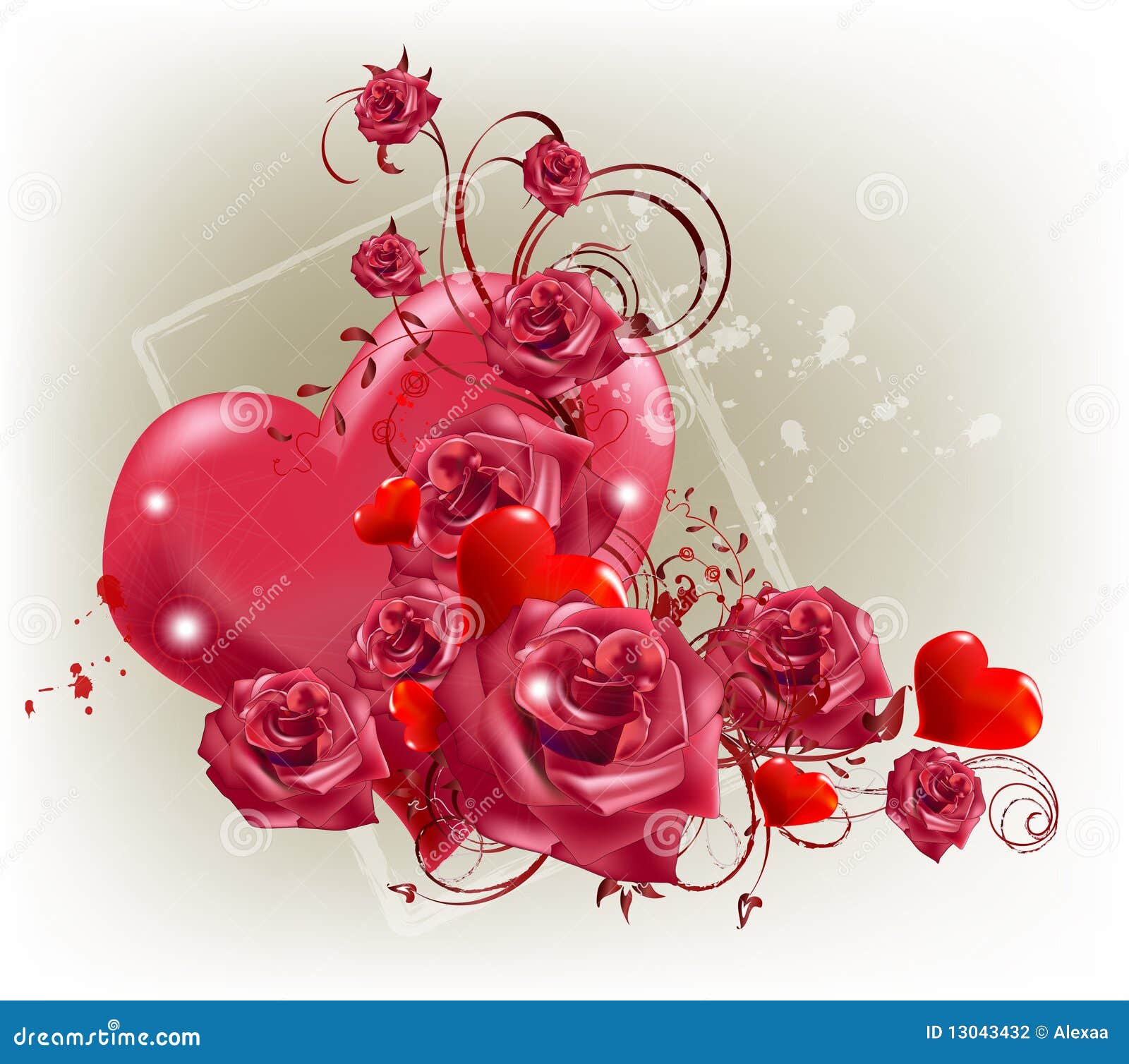 Hart en rozen vector illustratie. Illustration of hart - 13043432