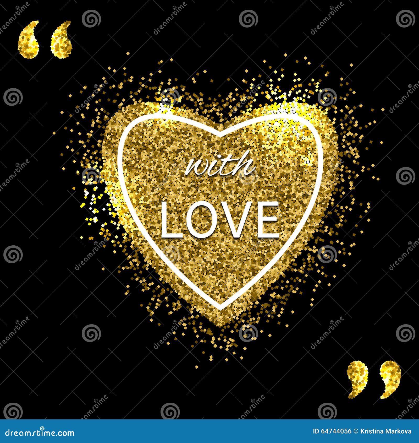 Hart Gouden Vector, Valentijnskaartendag, Liefde Vector Illustratie ...