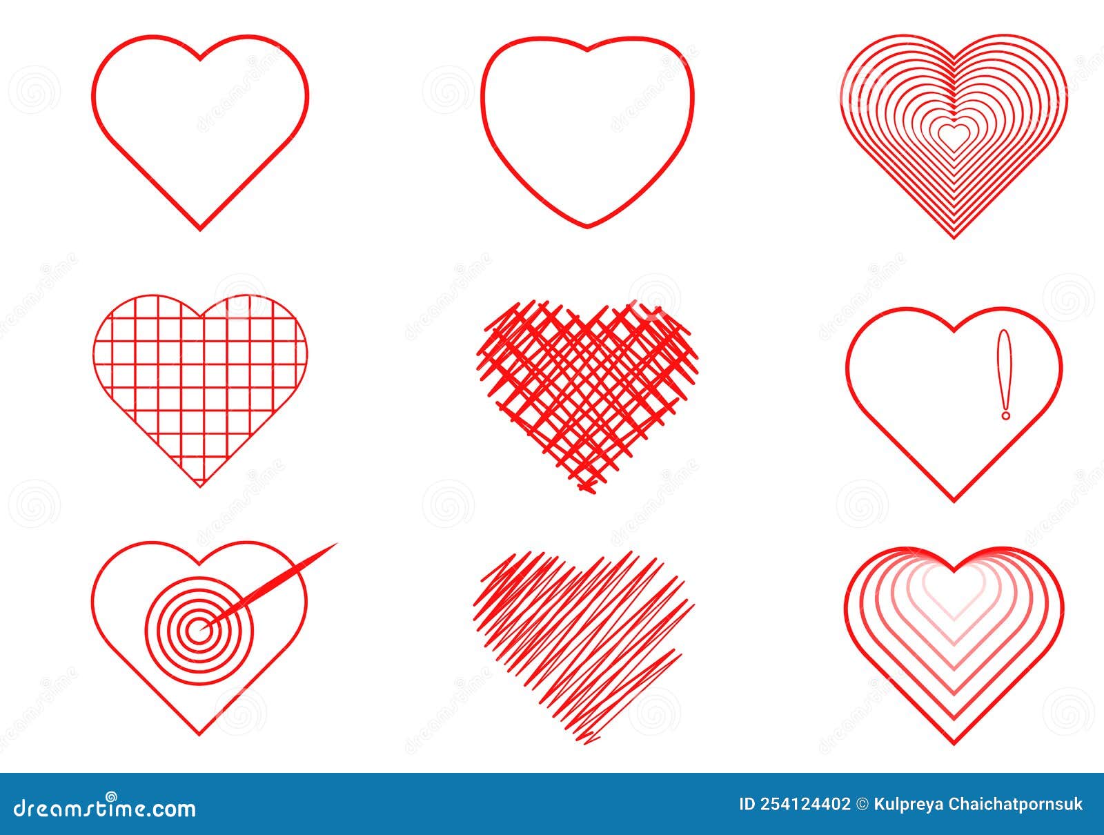 Set Icon Heart Inline Style with White Background There are Different ...