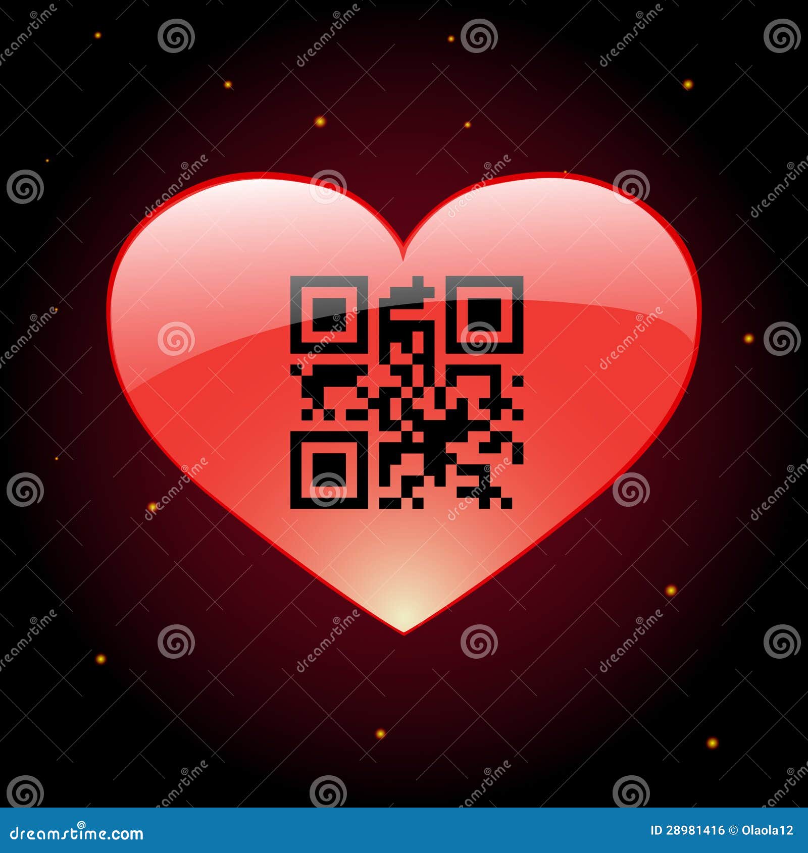 Hart met code QR vector illustratie. Illustration of identificatie ...