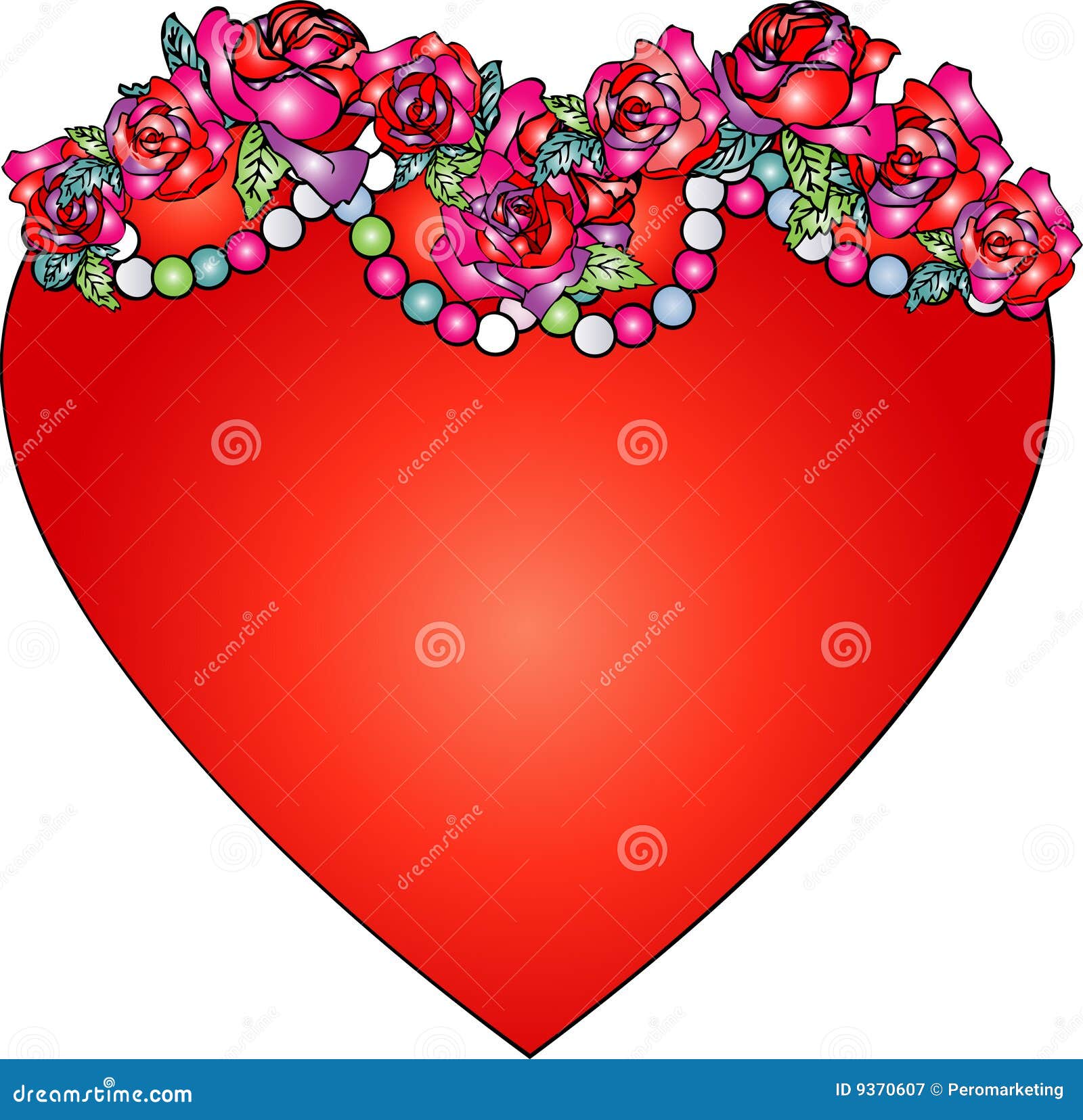 Hart met Rozen vector illustratie. Illustration of ontwerp - 9370607