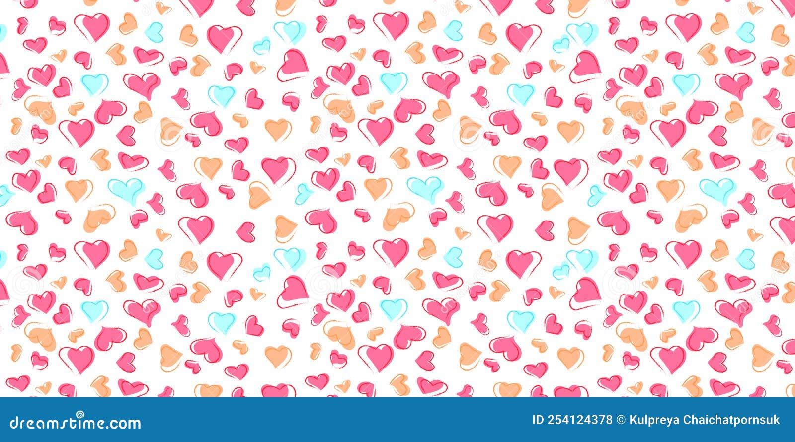 Hand Drawn Heart Vector Abstract Pattern with Various Shapes in Three ...