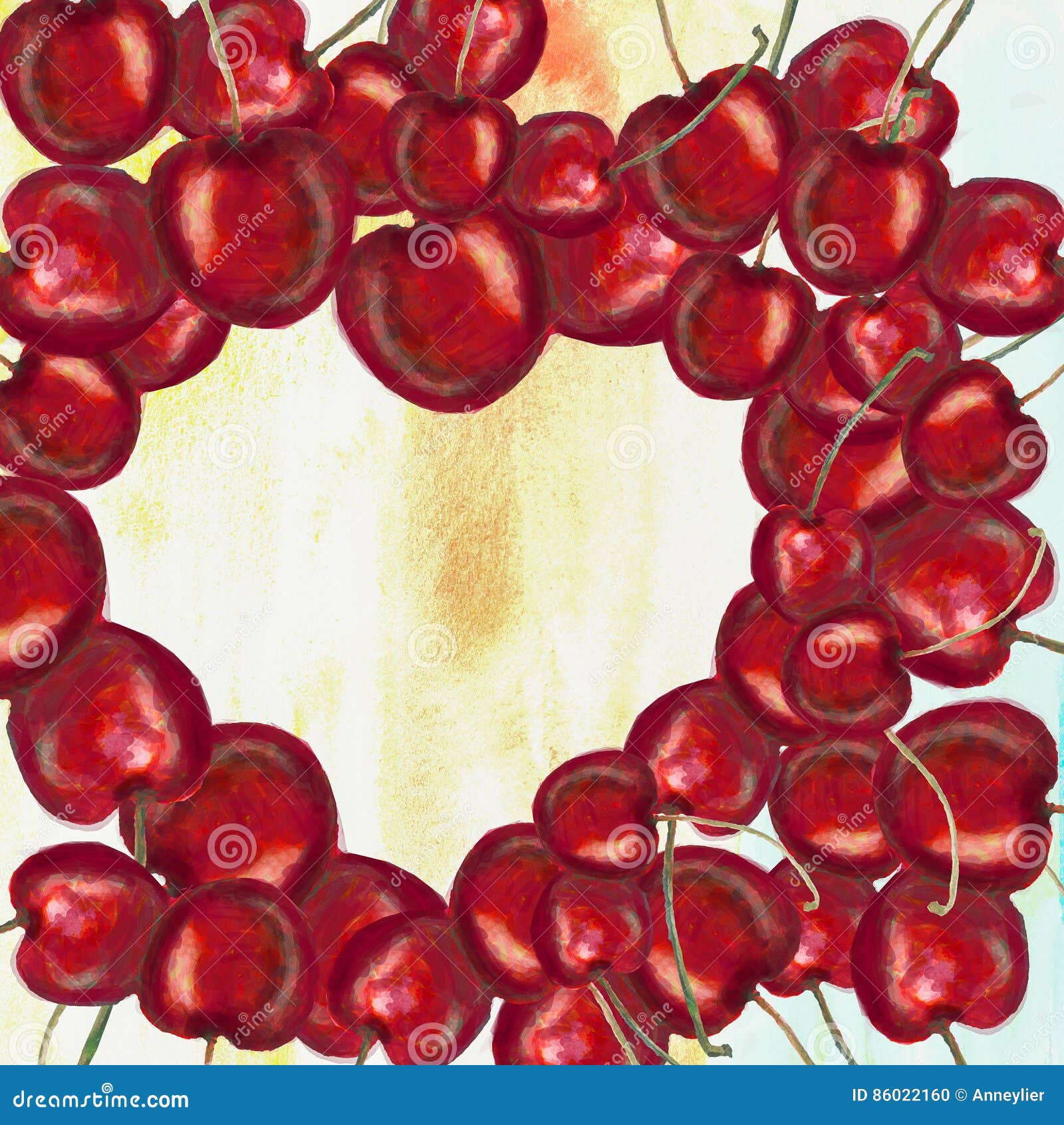 Hart shaped cherries stock illustration. Illustration of drawn - 86022160