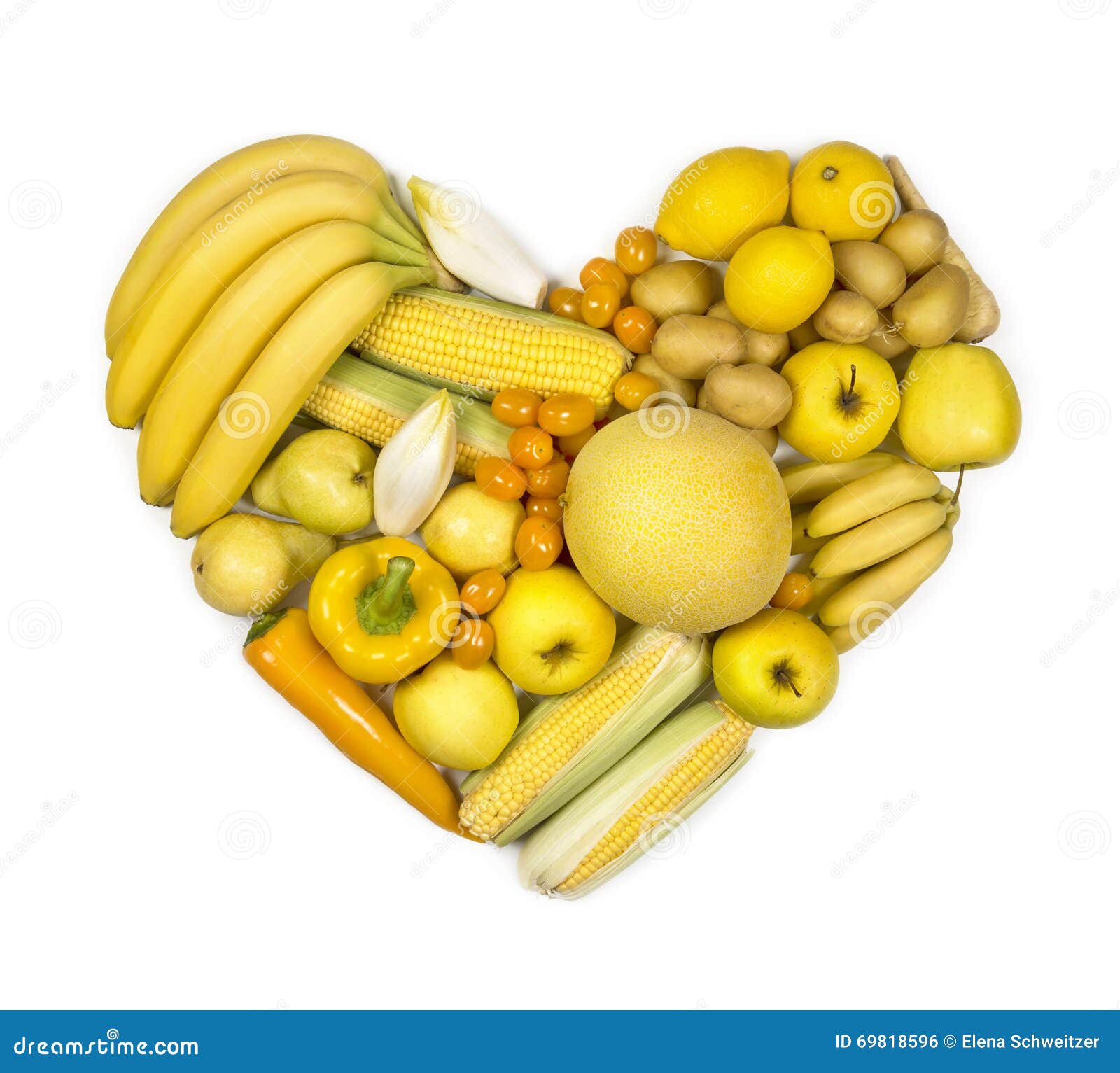 Hart Van Gele Vruchten En Groenten Stock Foto - Image of dieet, appel ...