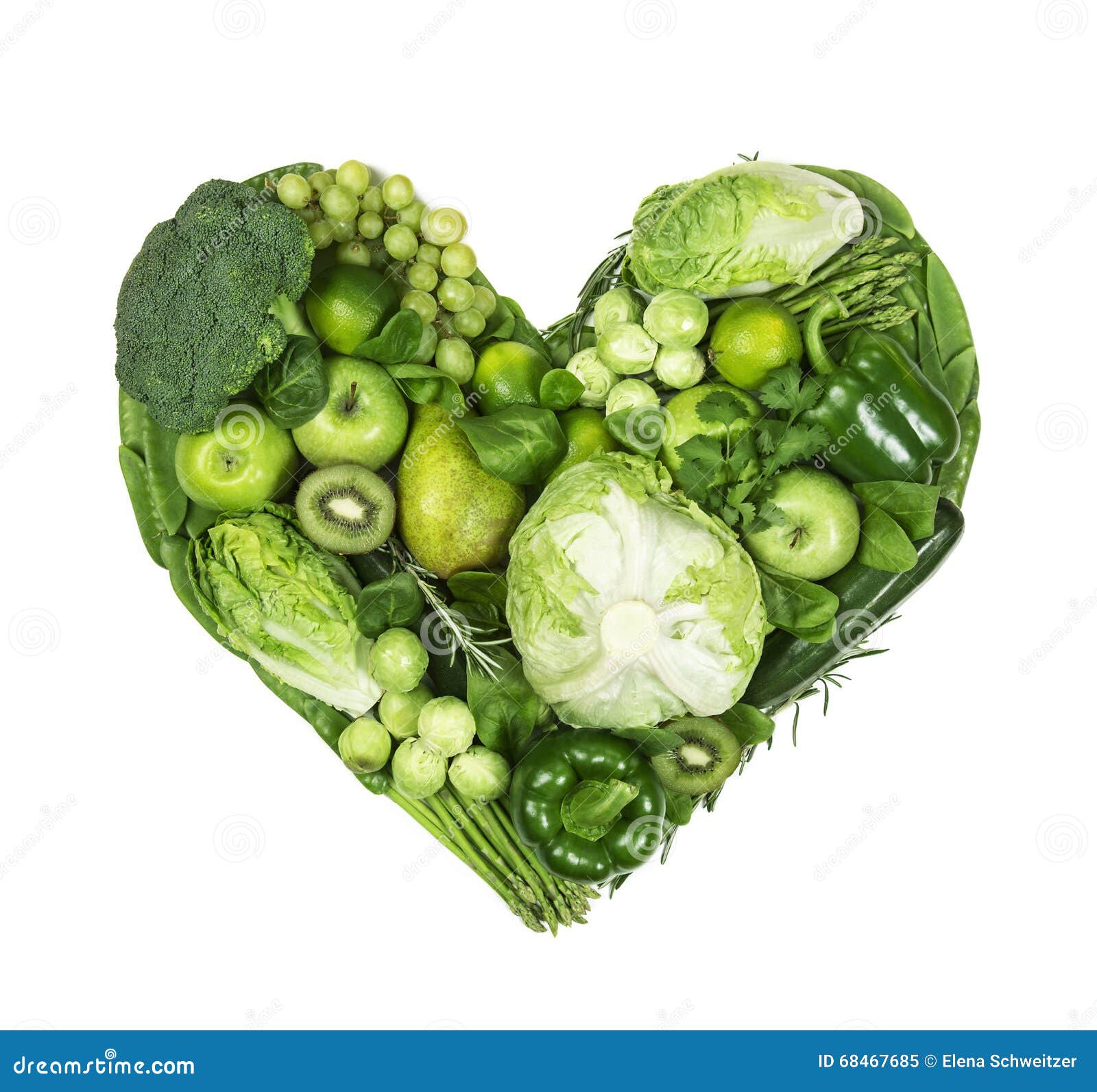Hart Van Groene Vruchten En Groenten Stock Afbeelding - Image of ...