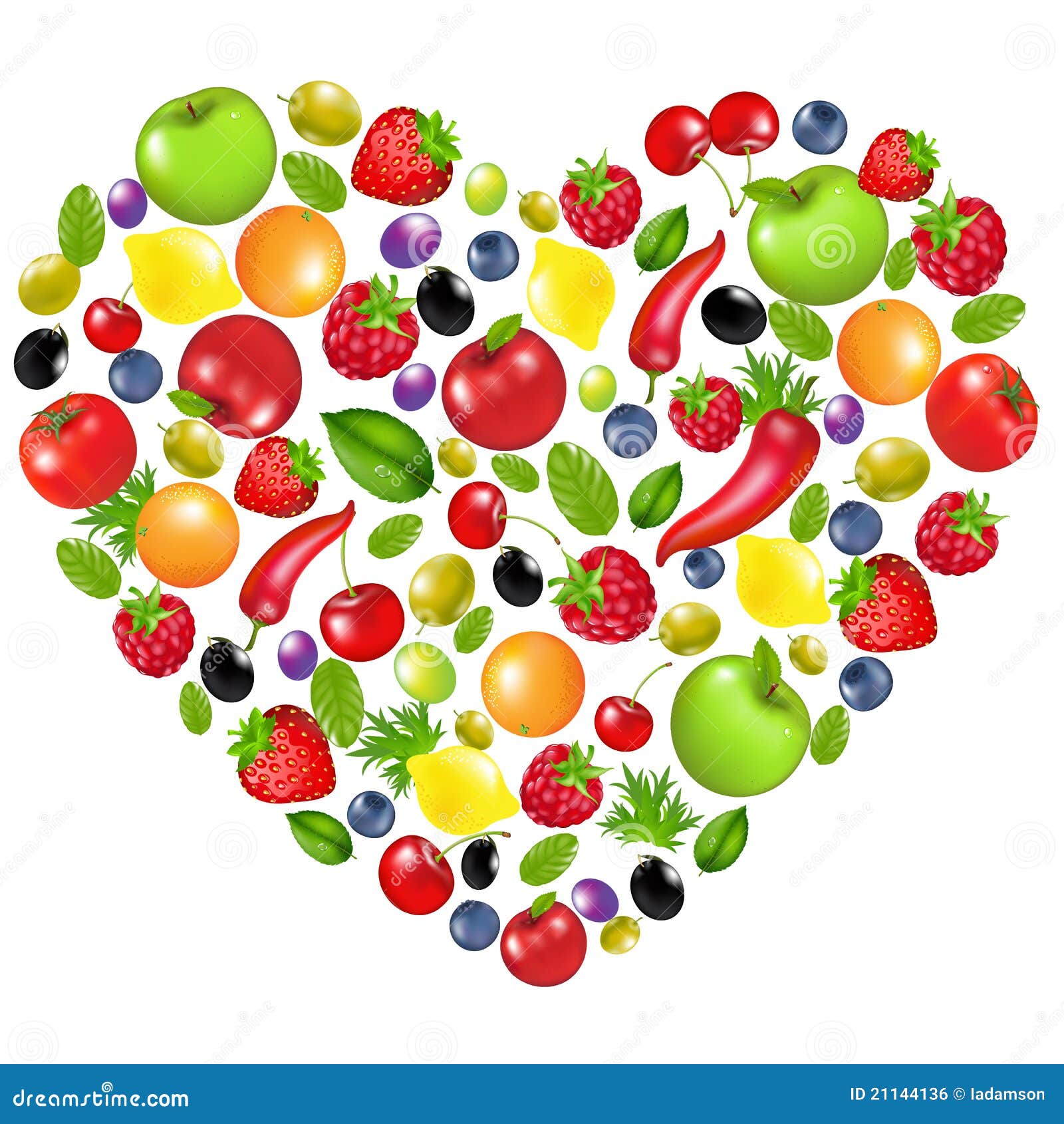 Hart van Groenten en Fruit vector illustratie. Illustration of niemand ...