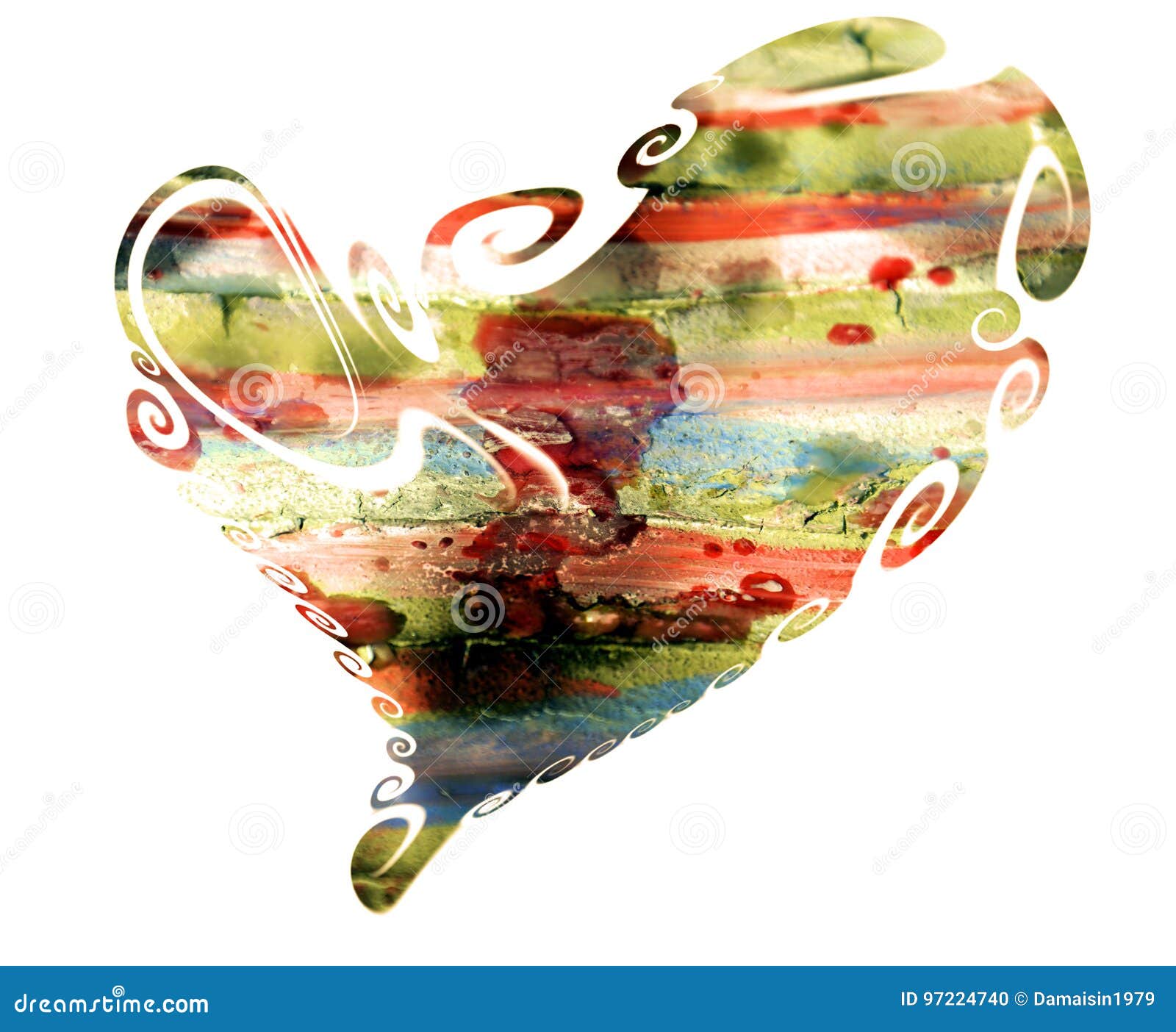 Hart, Verf, Was, Modder En Waterverf Op Witte Achtergrond Stock Foto ...