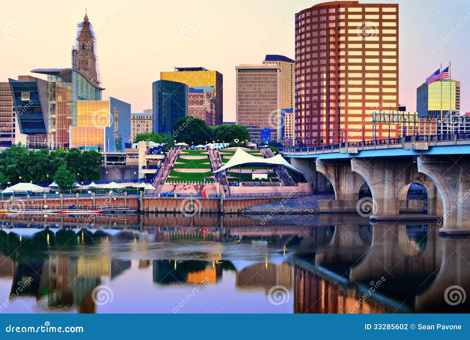 Hartford Connecticut Skyline Stock Photo - Image of foliage, buildings ...