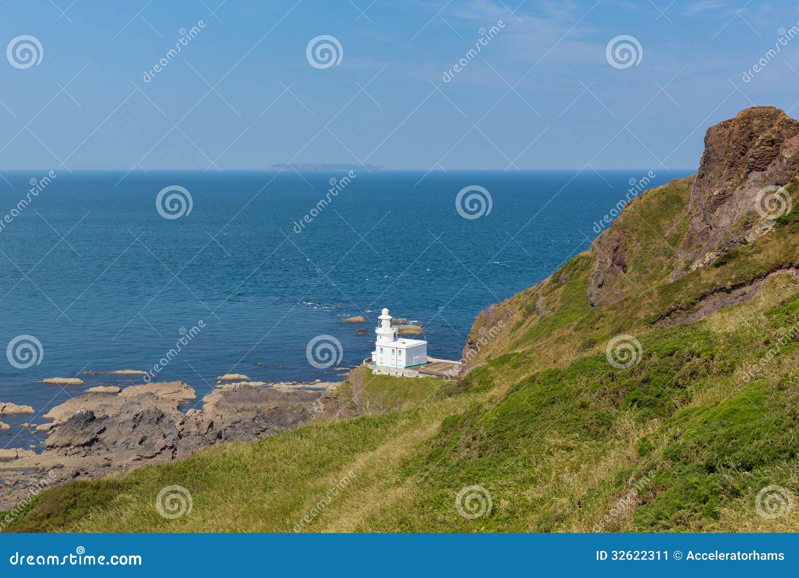 Hartland Point Lighthouse Devon England Stock Image - Image of cliffs ...