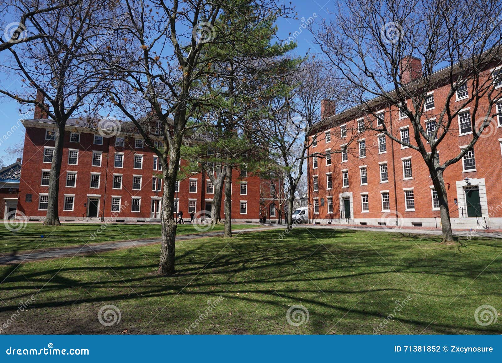 Harvard University Campus, Ancient Brick Building and Lawn in Spring ...