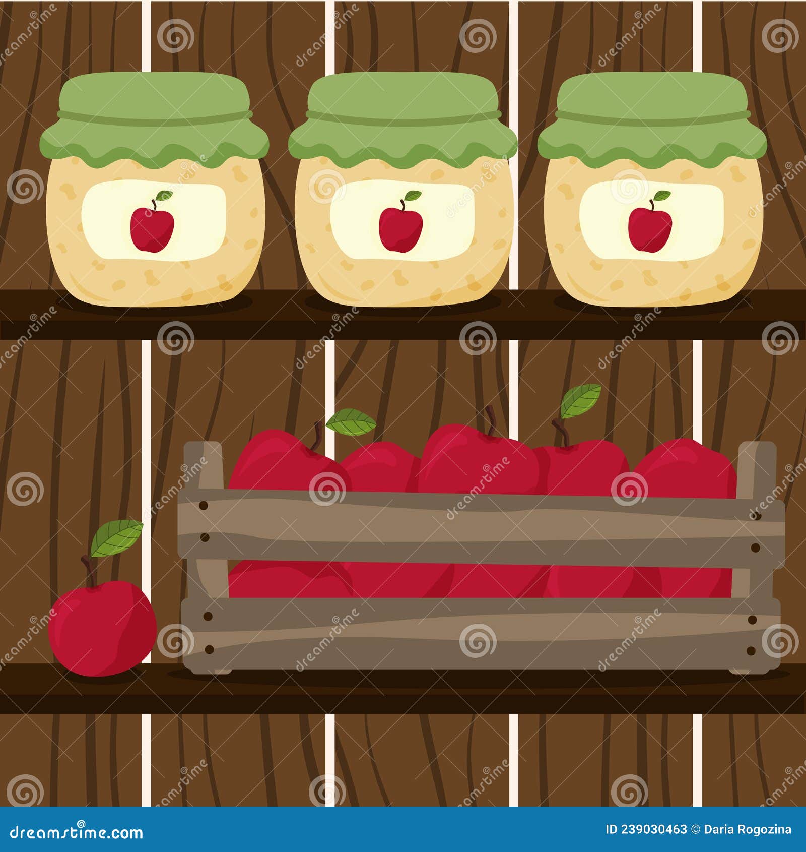 Harvest of Apples in the Pantry. Apple Jam, Box, Red Apple Stock Image ...