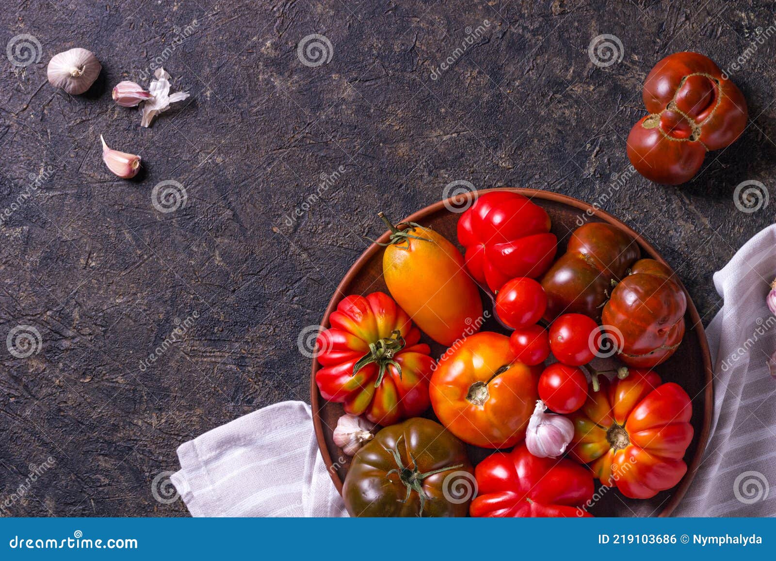 The Harvest of Assorted Tomatoes. Colorful Organic Tomatoes on a Large ...