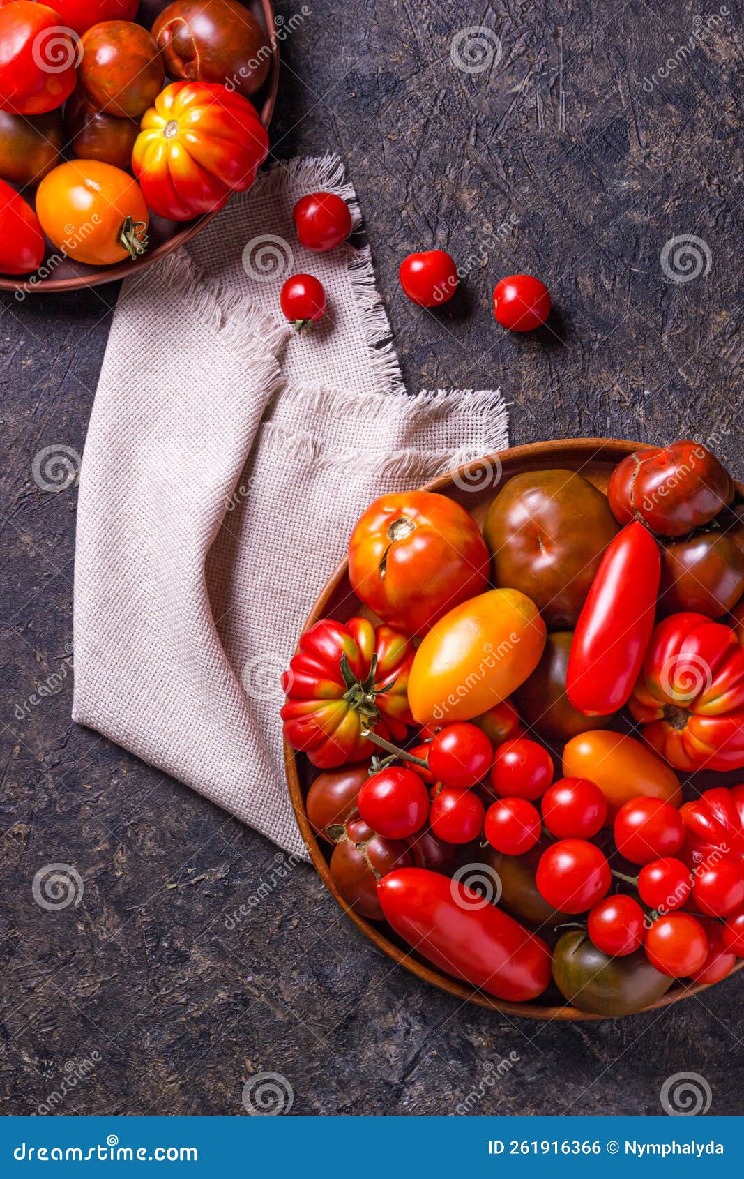 The Harvest of Assorted Tomatoes. Colorful Organic Tomatoes on a Large ...