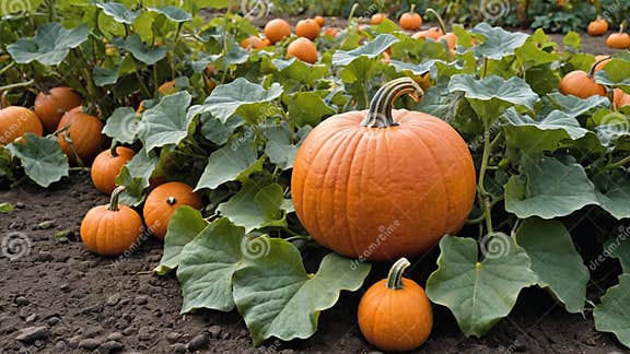 Harvest Bounty Vibrant Pumpkin Patch Overlooking the Earth Stock ...