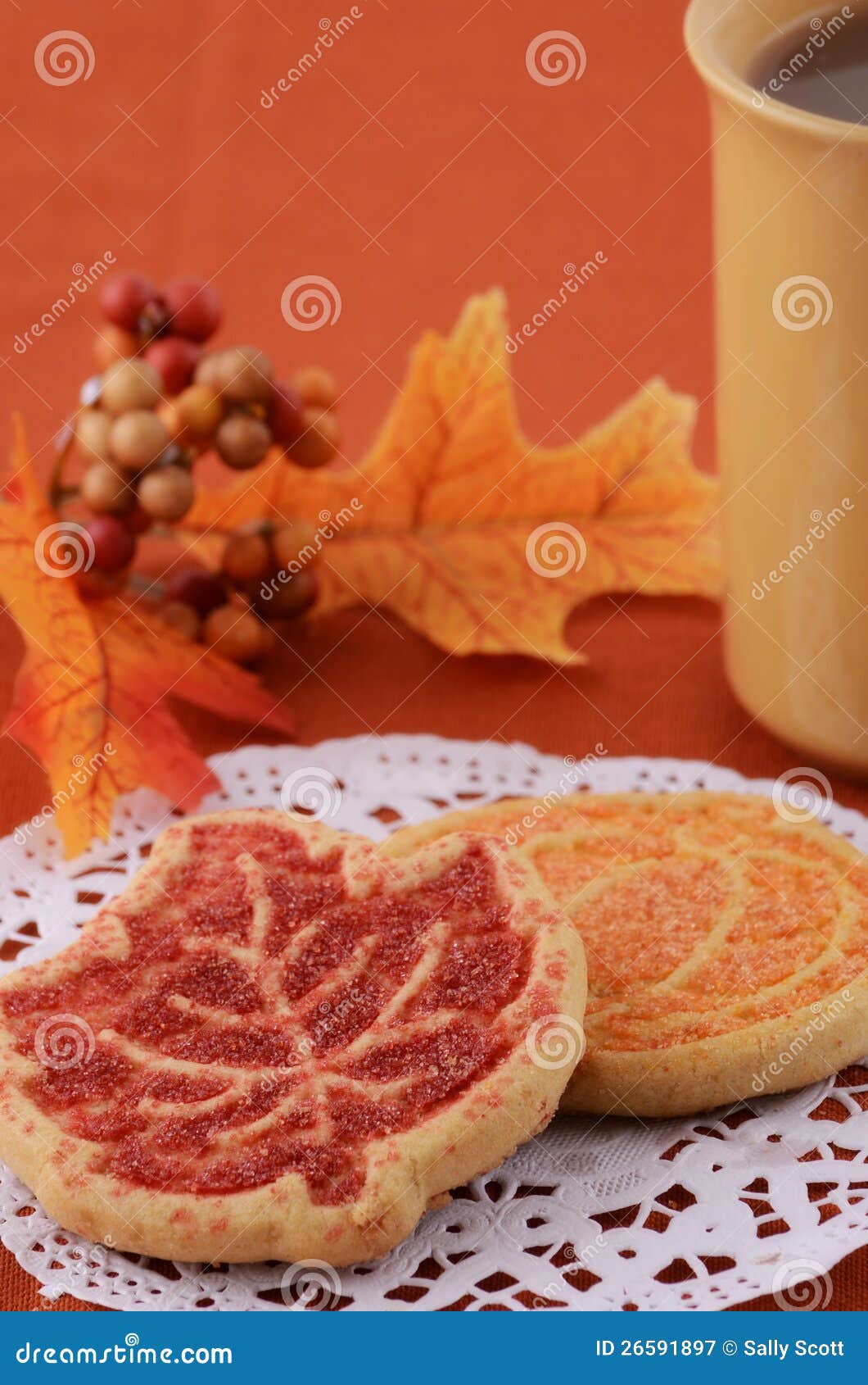Harvest cookies stock image. Image of orange, leaves - 26591897