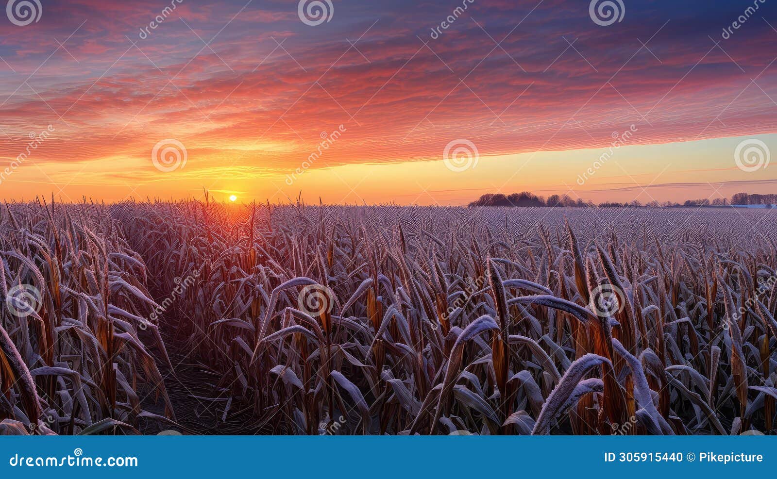 Harvest corn sunrise stock illustration. Illustration of rural - 305915440