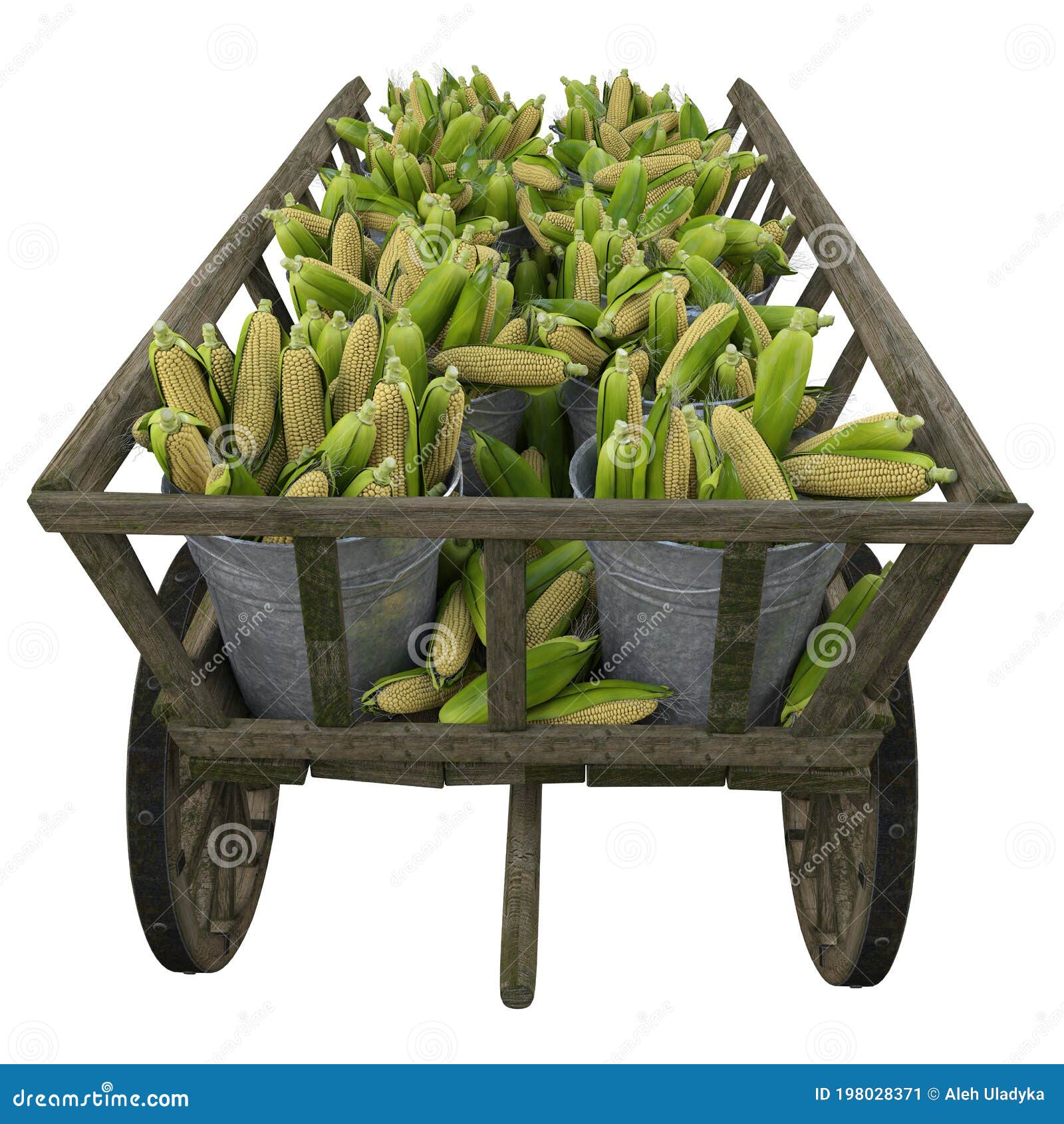 Harvest Corn Wooden Cart stock illustration. Illustration of ...