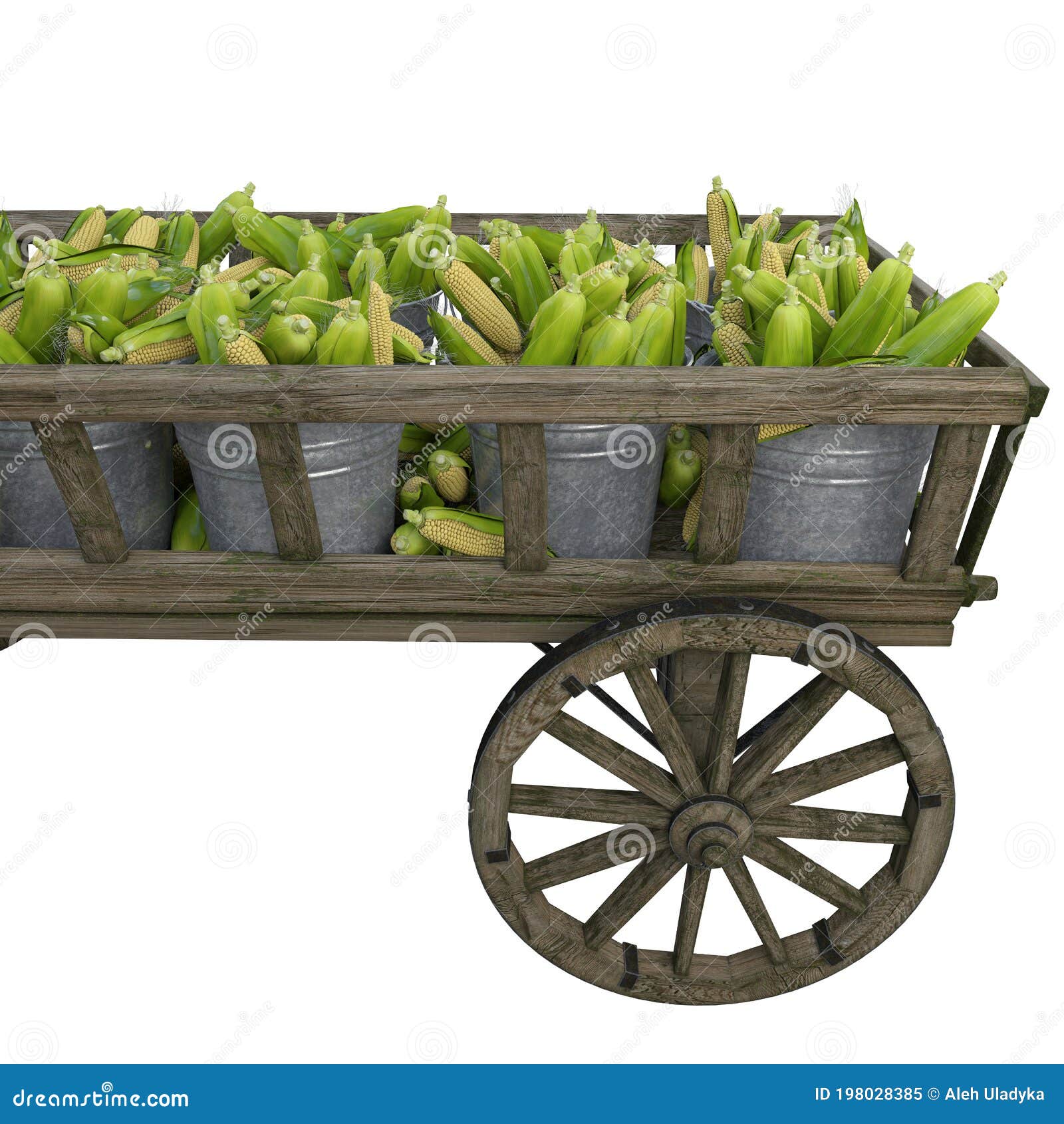 Harvest Corn Wooden Cart stock illustration. Illustration of freshness ...