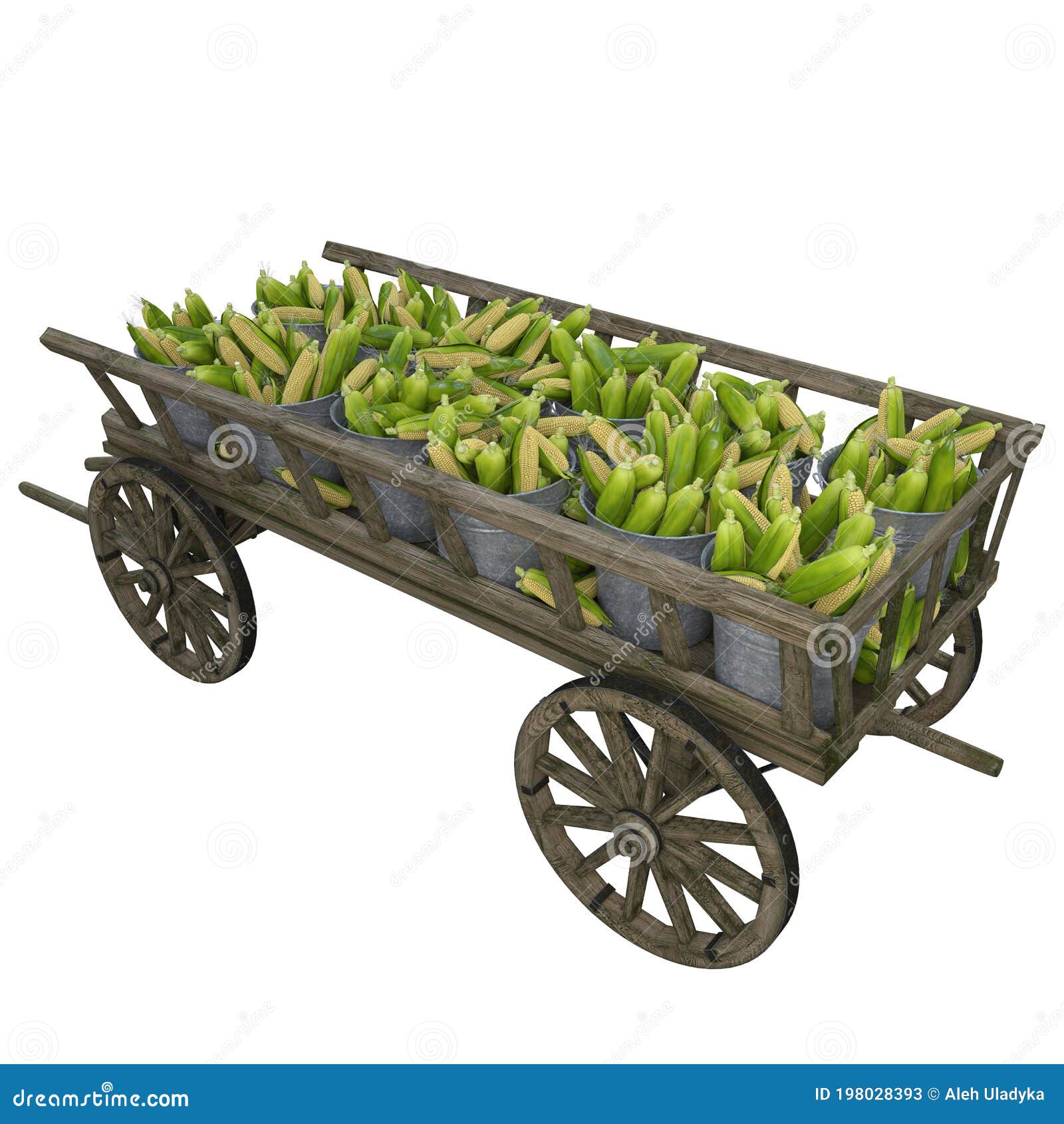 Harvest Corn Wooden Cart stock illustration. Illustration of freshness ...