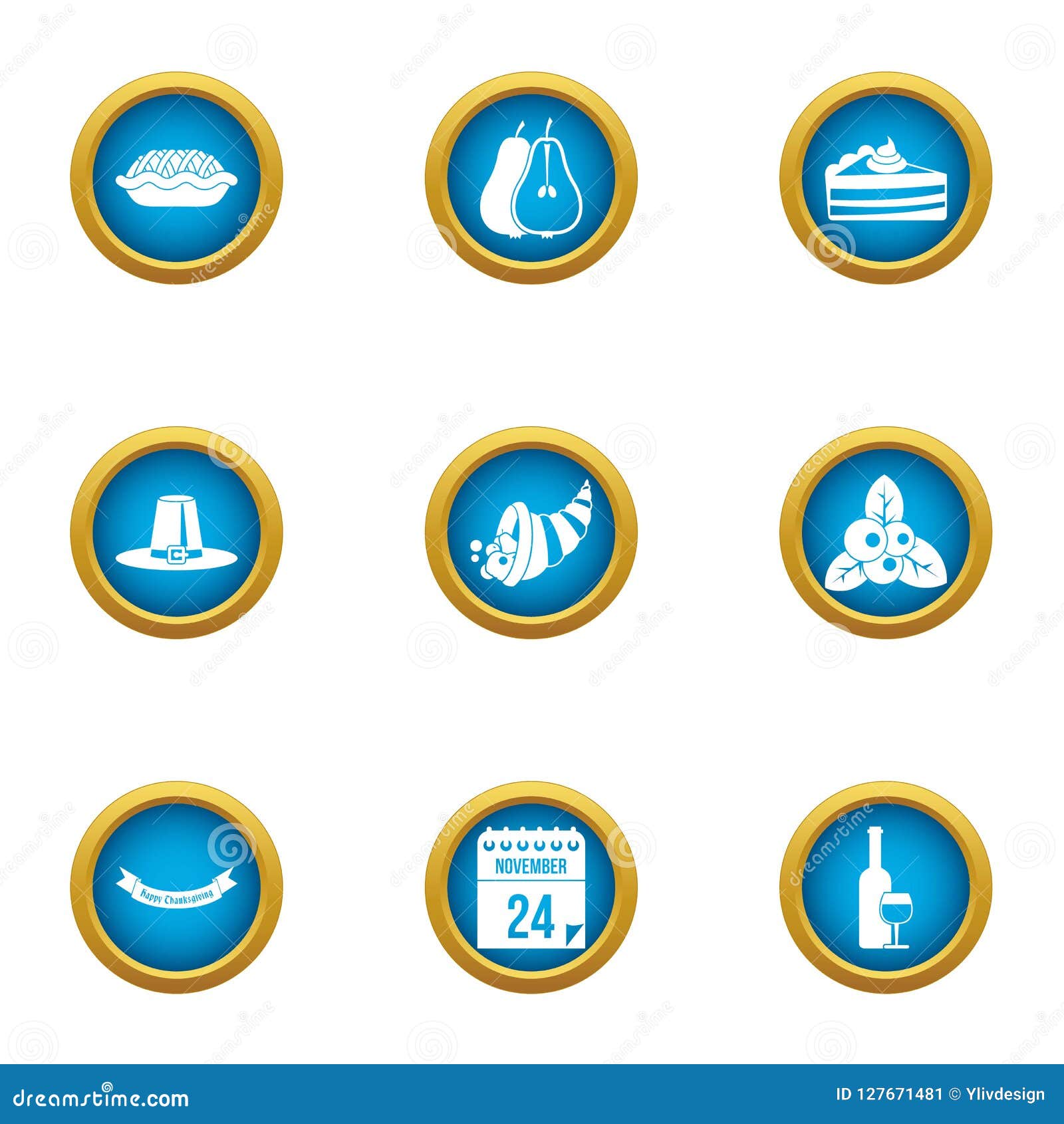 Harvest Crop Icons Set, Flat Style Stock Vector - Illustration of fresh ...