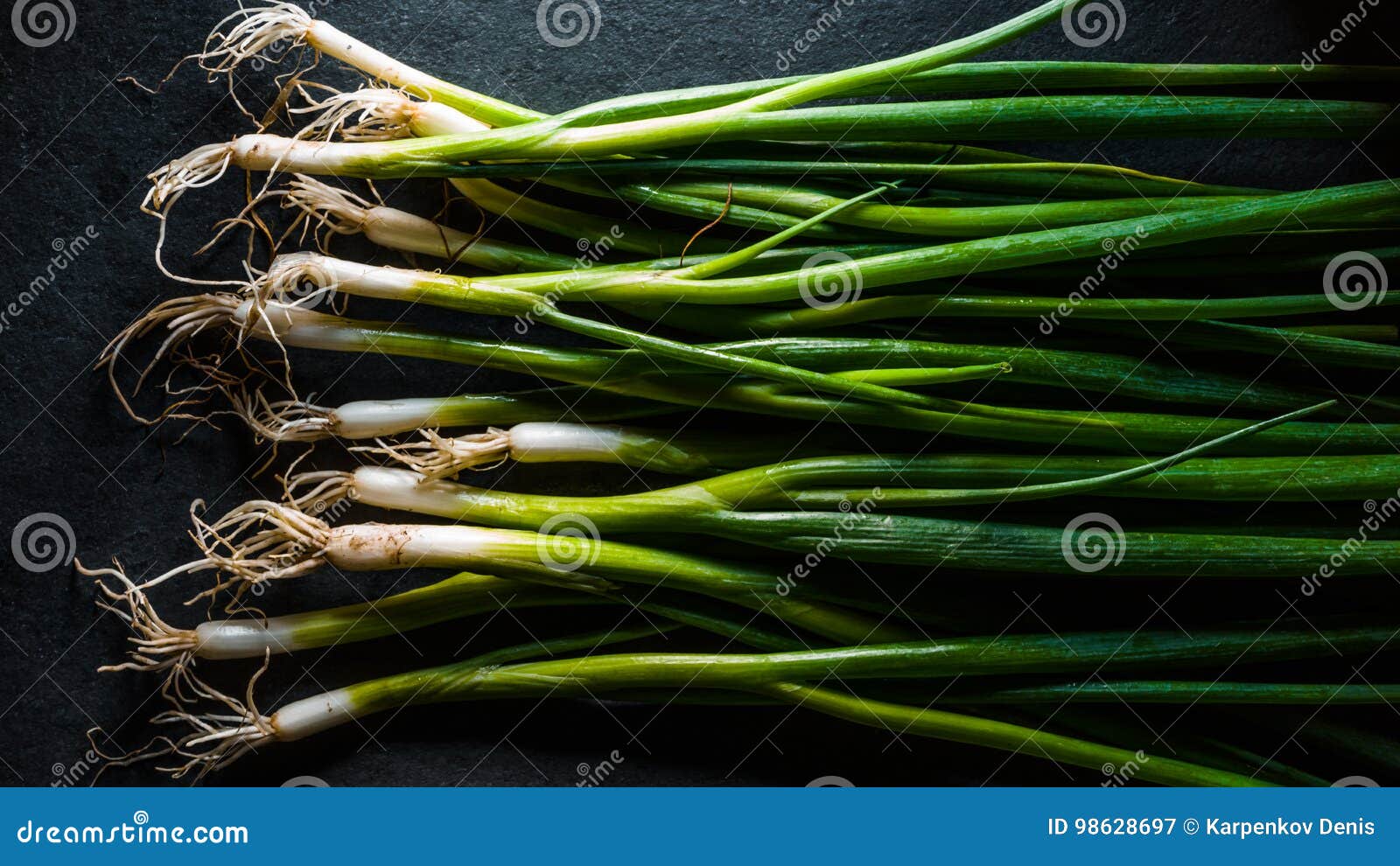 Harvest of Green Onions on the Table Surface Stock Image - Image of ...
