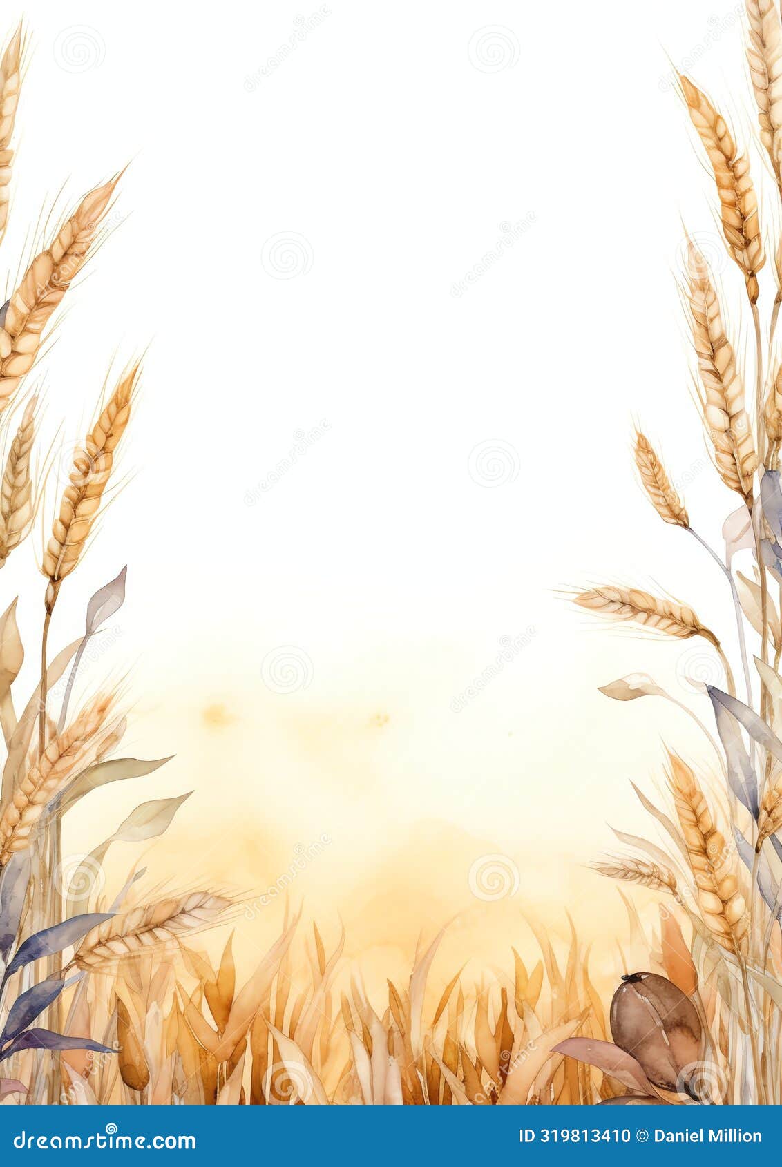 Harvest Moonlit Night Watercolor Border Frame Stock Photo ...