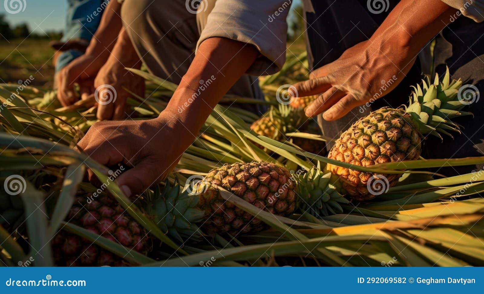 Harvest for Pineapple, Close-up of Hands Picking Up of Pineapples ...