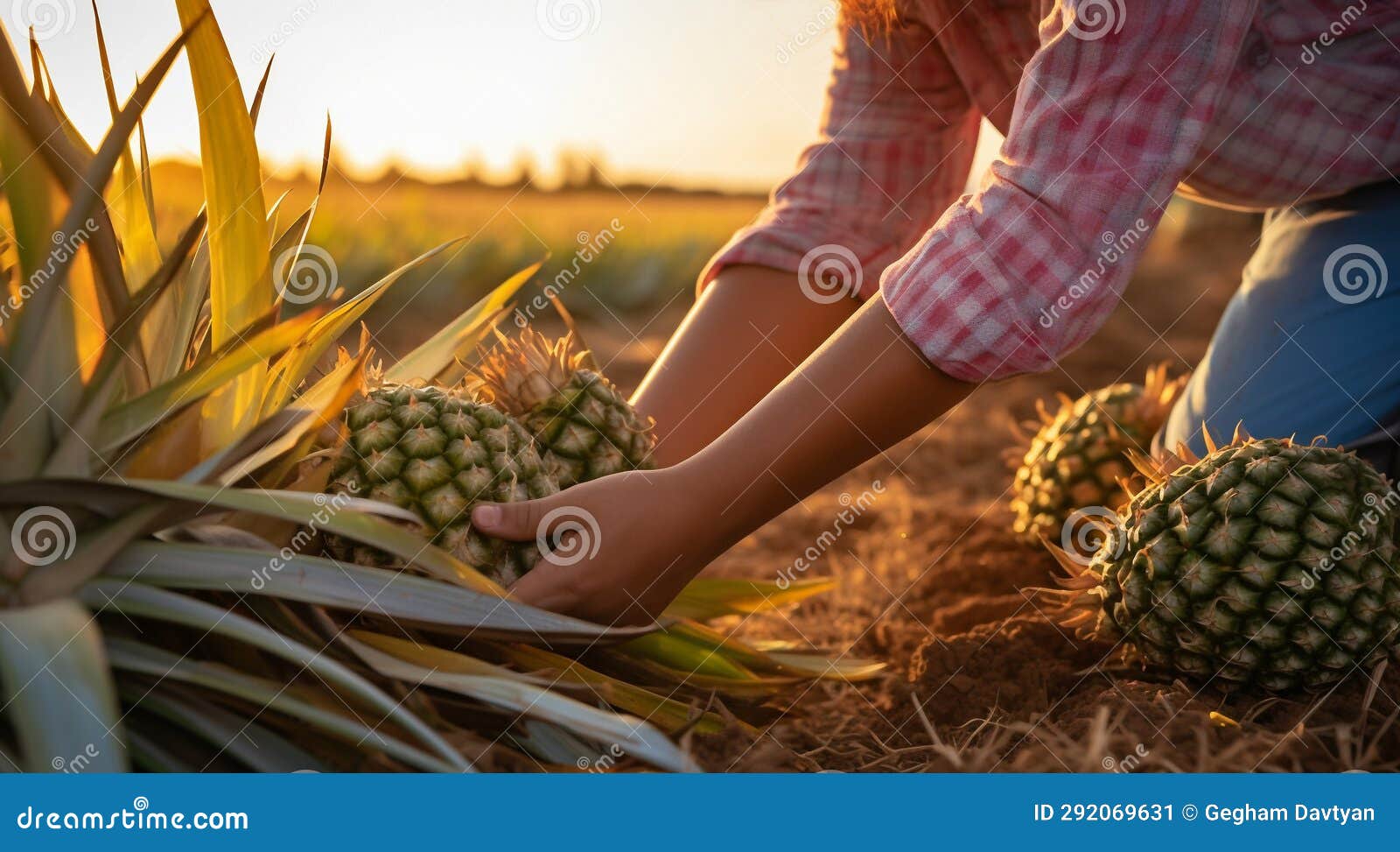 Harvest for Pineapple, Close-up of Hands Picking Up of Pineapples ...