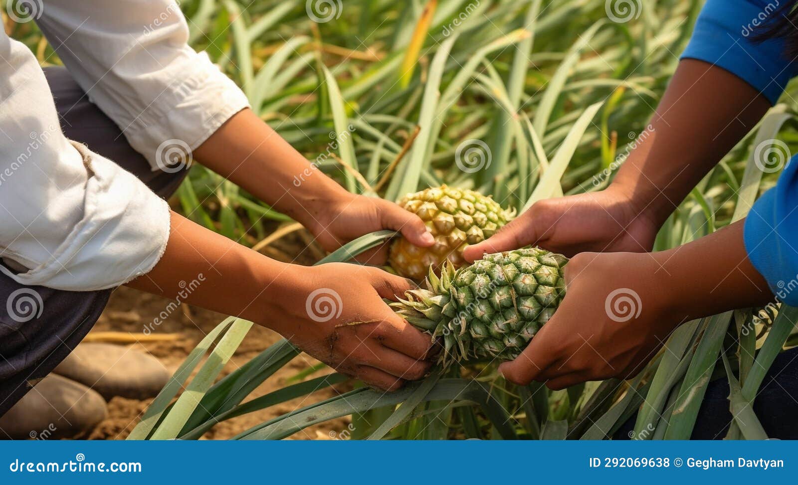Harvest for Pineapple, Close-up of Hands Picking Up of Pineapples ...