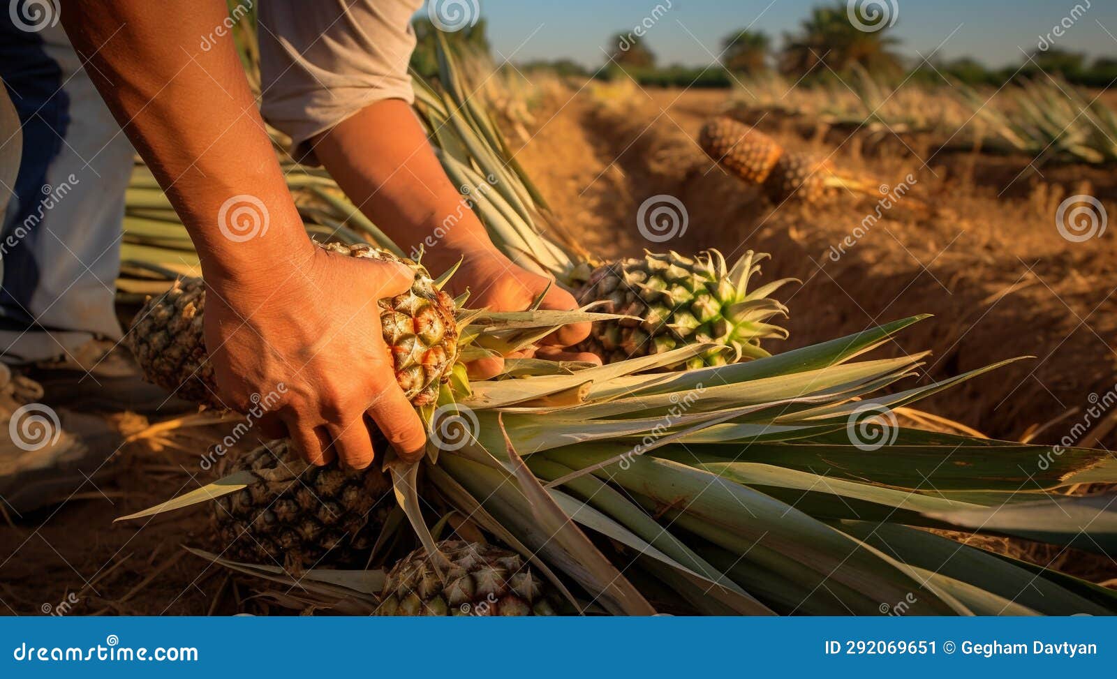 Harvest for Pineapple, Close-up of Hands Picking Up of Pineapples ...