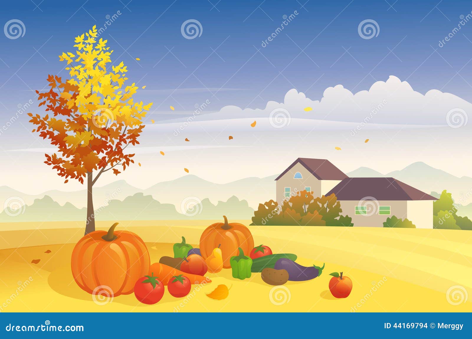 Harvest time stock vector. Illustration of country, field - 44169794
